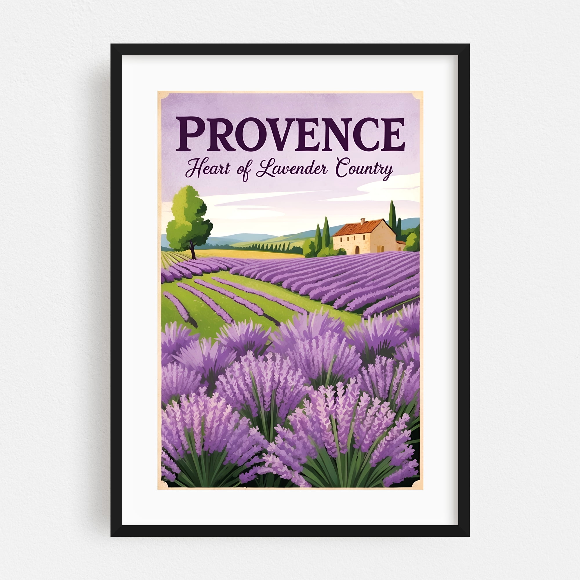 Provence Travel Poster – Vintage Lavender Fields Print - Provence-Alpes ...