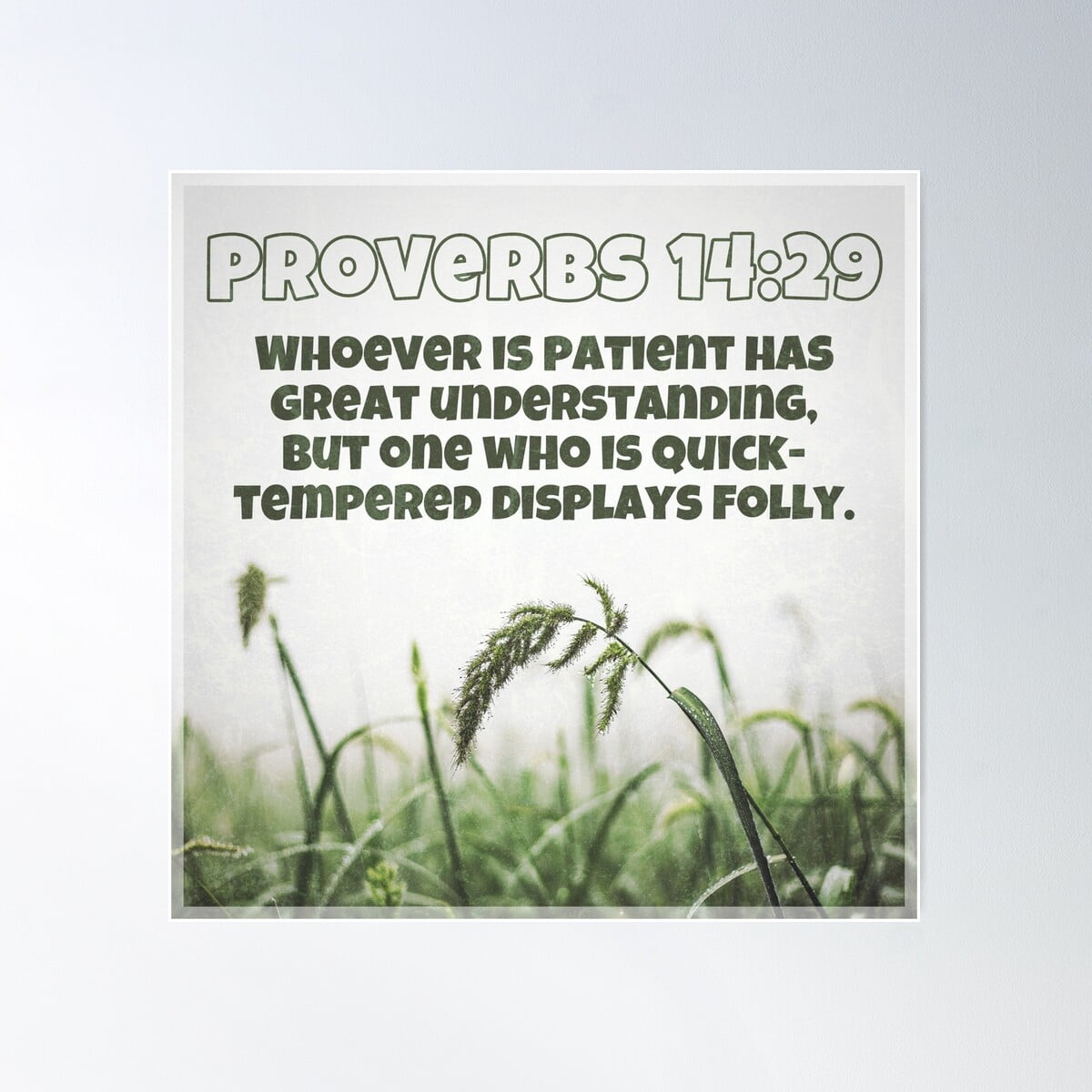 Proverbs 14:29 Poster Wall Art, Modern Wall Decor For Living Room Bedroom, 24x24 UNFRAMED ...
