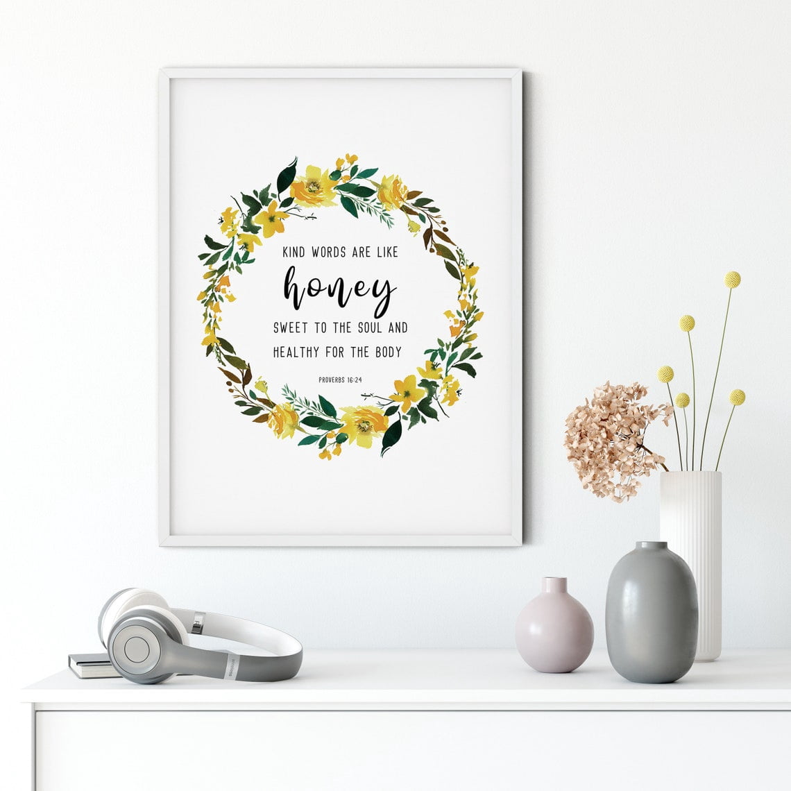 Proverbs 16:24 Kind Words Like Honey Poster, Stretched Size 12x18 ...