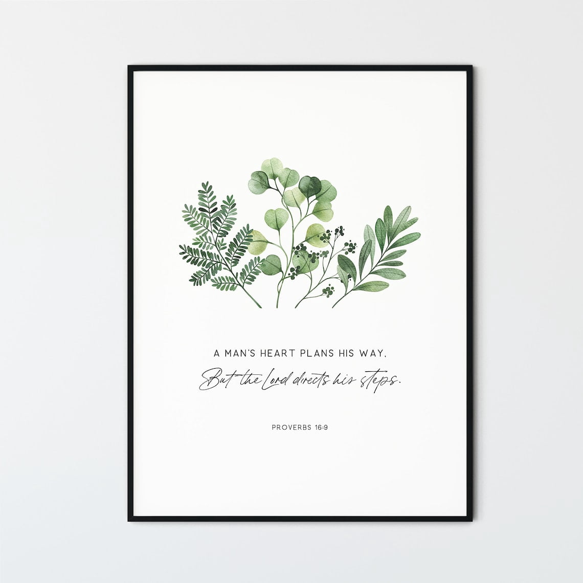Proverbs 16:9 Mans Heart Plans Poster Design 2, Unframed Size 16x24 ...