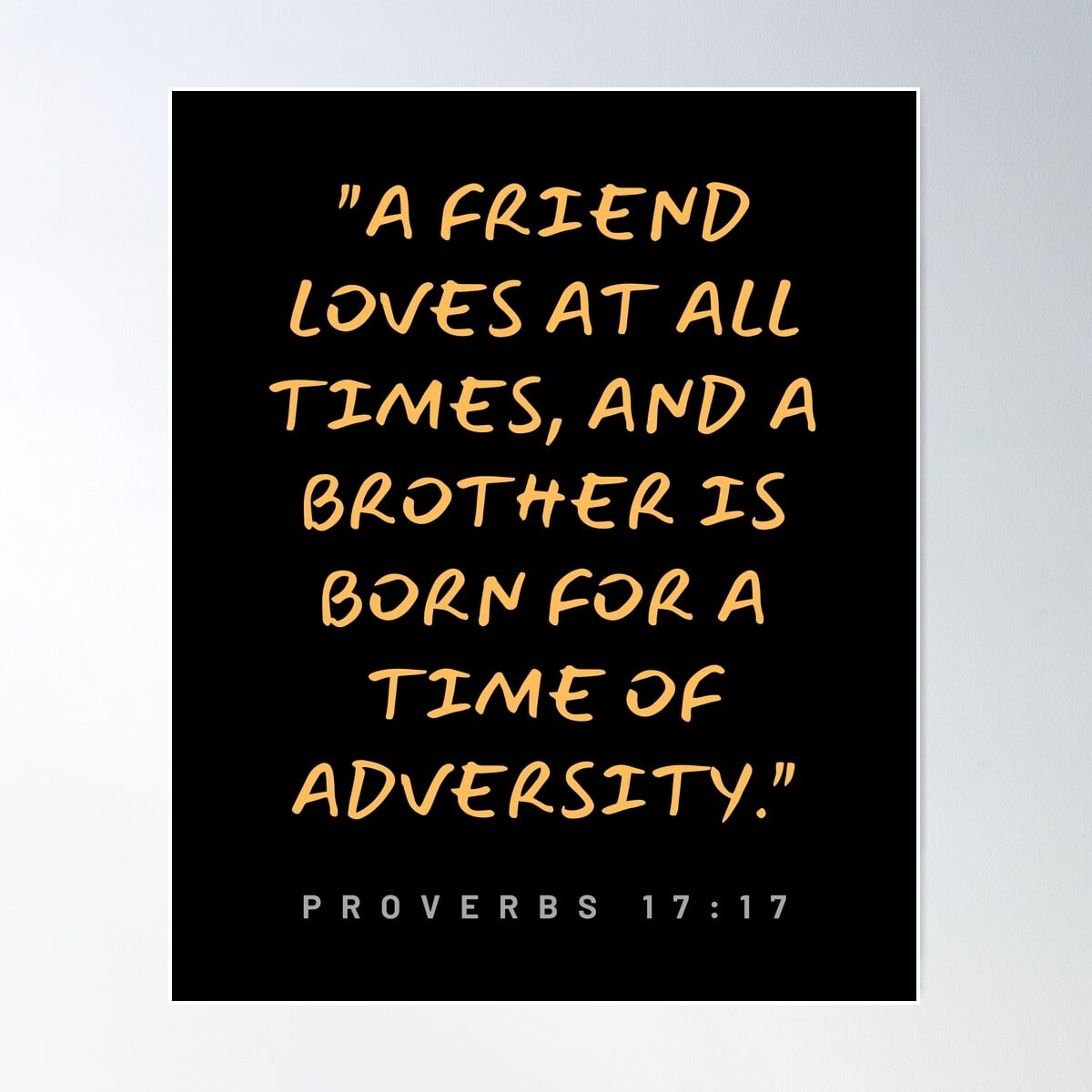 Proverbs 17:17 Scripture Bible Motivation Poster Wall Art, Modern Wall ...