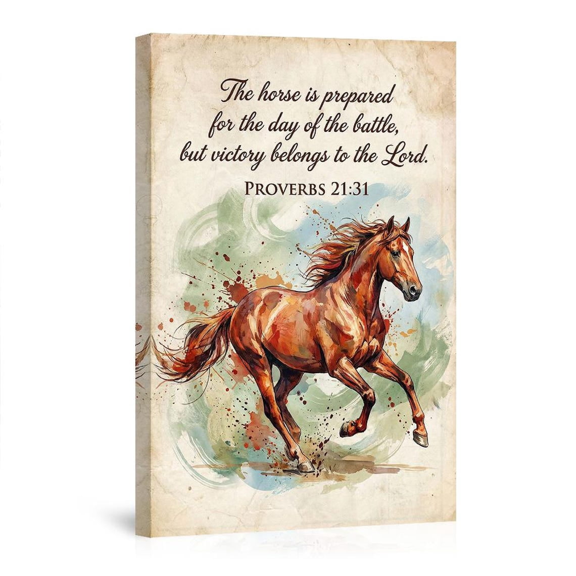 Proverbs 21 31 With Running Chestnut Horse Inspirational Biblical Faith ...