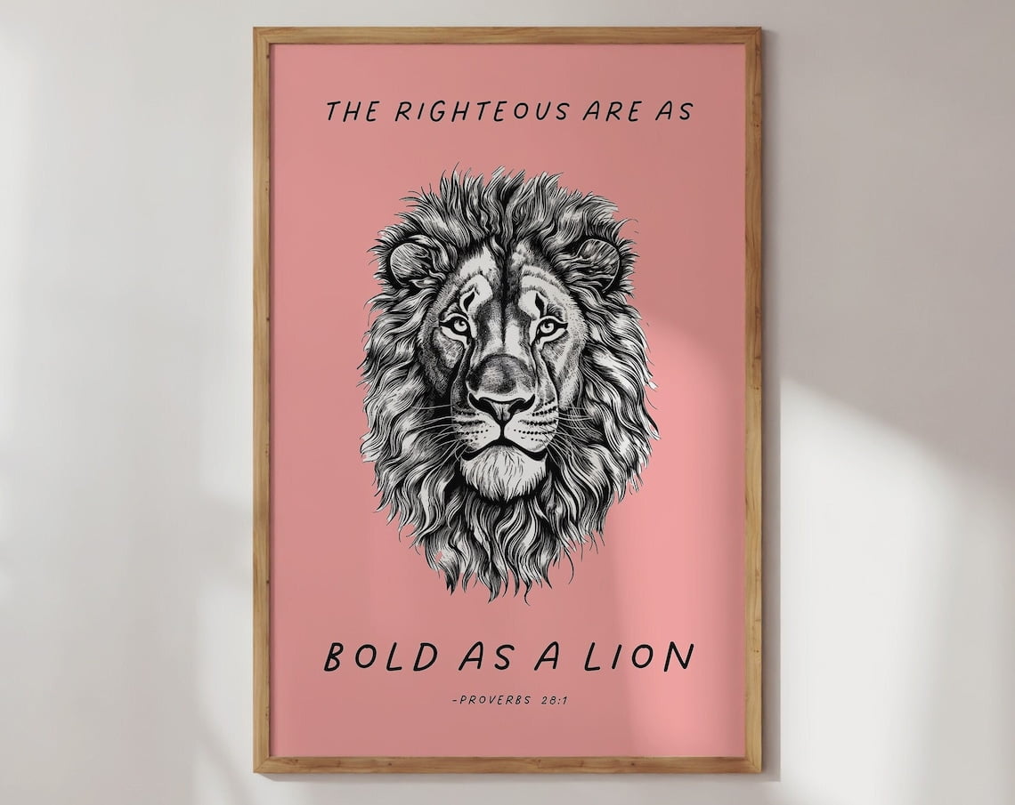 Proverbs 28:1, Lion Print, Aesthetic Christian Quote, Wall Art Print ...