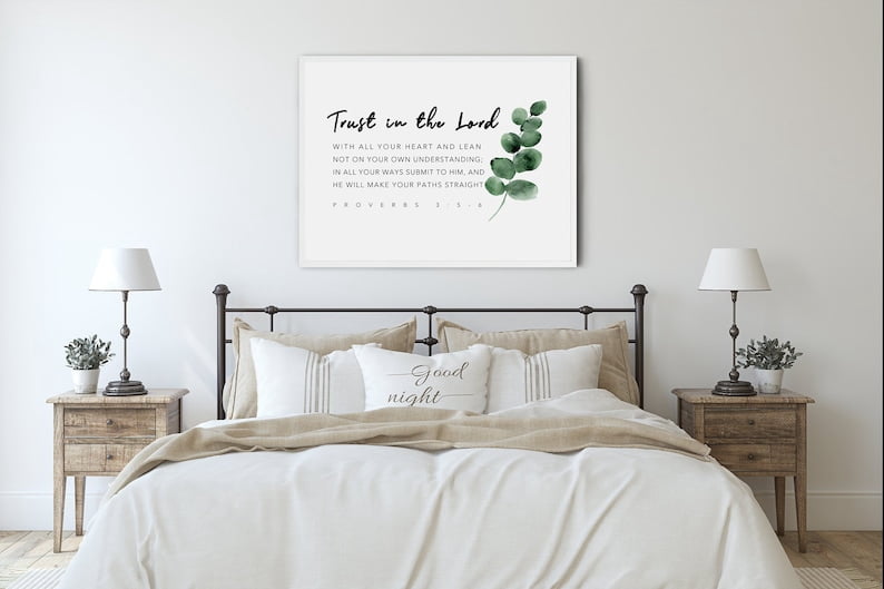 Proverbs 3:5-6, Bible Verse Wall Art, Trust in the Lord, Christian ...