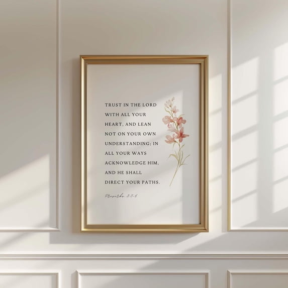 Proverbs 3 5 6 NKJV Trust Scripture Wall Art, Stretched Canvas Size ...