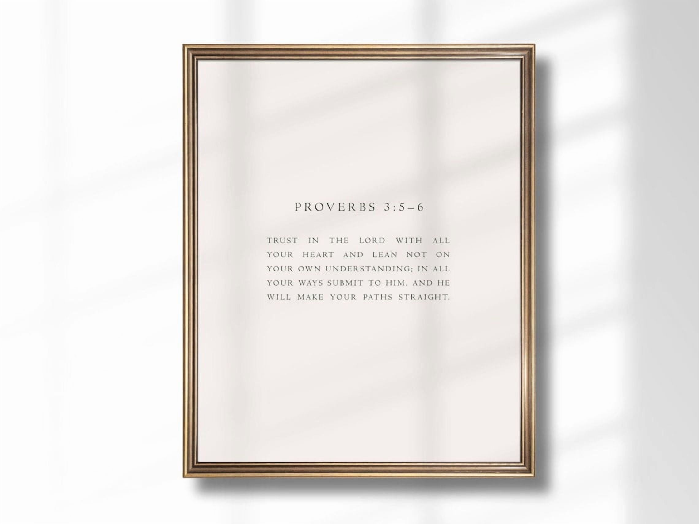 Proverbs 3:5-6 Poster Minimalist Scripture Wall Art for Peaceful and ...