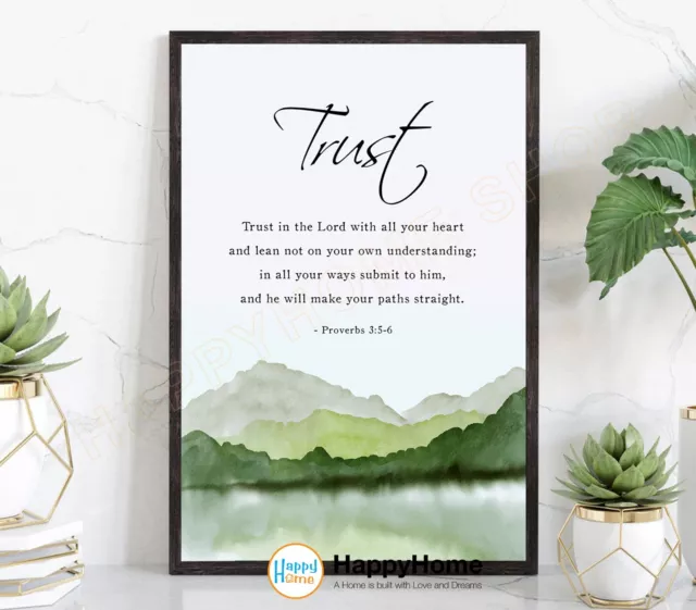Proverbs 3:5-6 Trust In The Lord With All Your Heart Bible Verse Prints ...