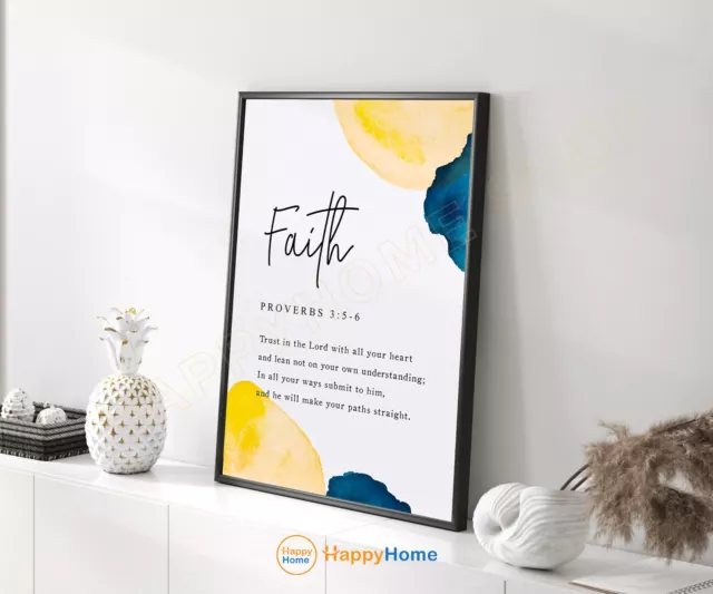 Proverbs 3:5-6 Wall Art Be Faith Bible Verse Scripture Art Christian ...