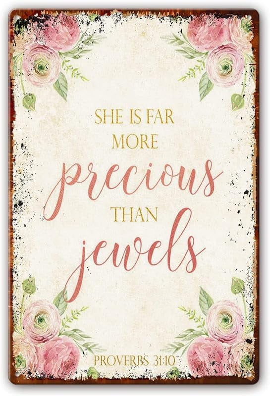 Proverbs 31:10 Vintage Tin Sign Bible Quotes Wall Art Scripture Wall ...