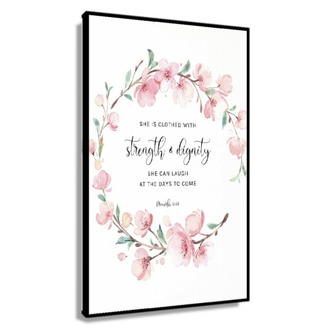 Proverbs 31 25 Bible Verse Wall Art Christian Wall Art Decor Floral