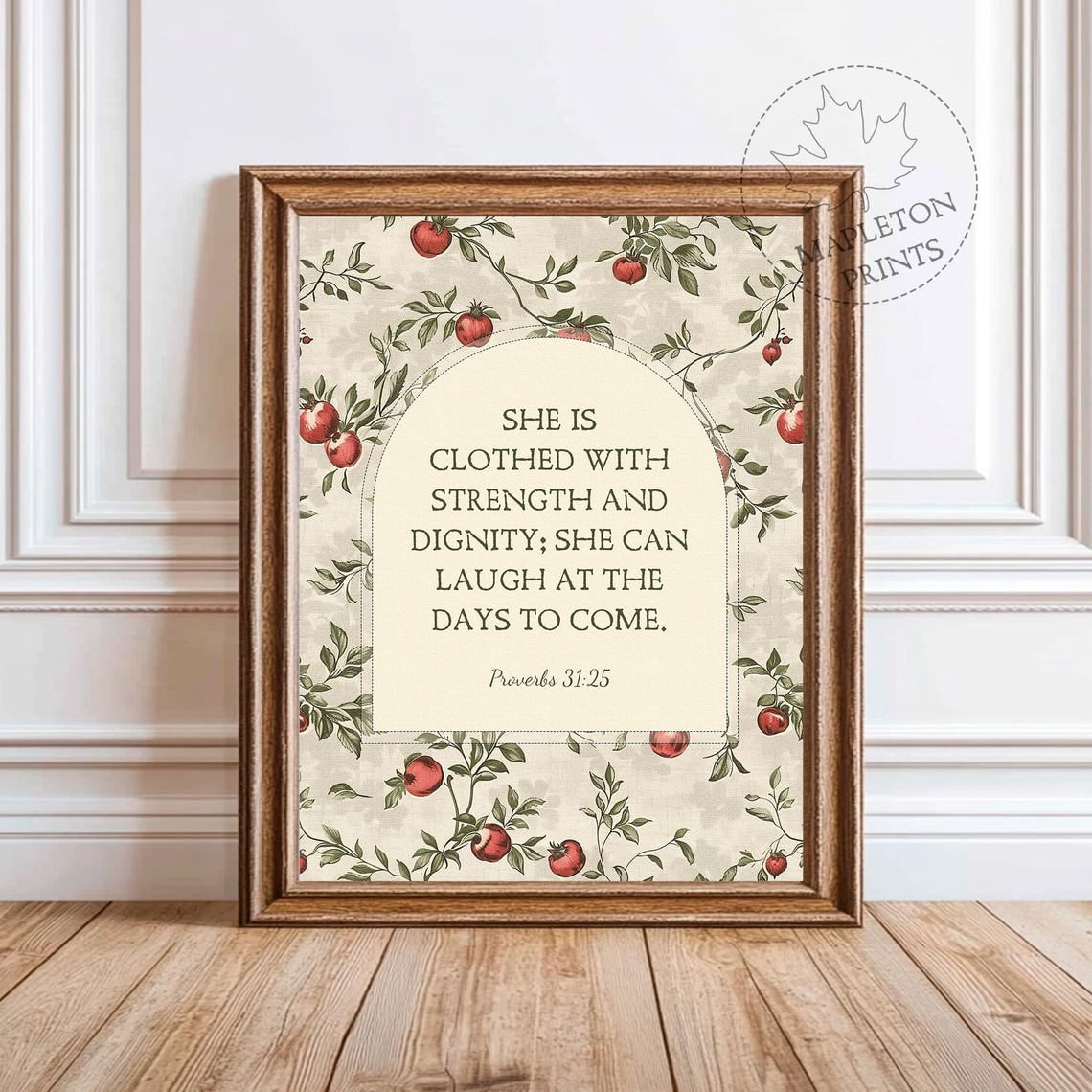 Proverbs 31:25 Botanical Bible Verse Print, Unframed Paper Poster ...