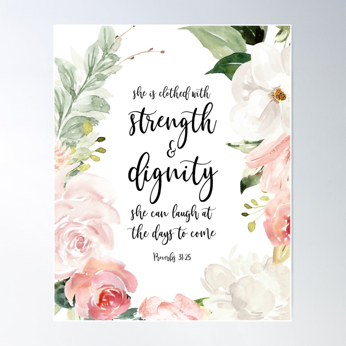 Proverbs 31:25 Strength And Dignity Bible Verse Poster Wall Art, Modern ...