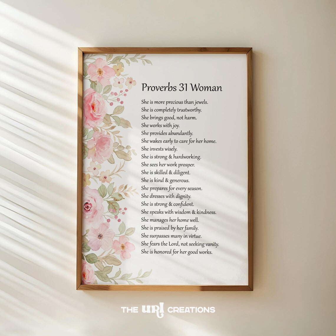 Proverbs 31 Bible Verse Wall Art, Modern Christian Wall Art, Floral ...