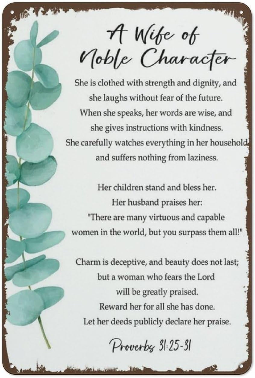 Proverbs 31 Christian Metal Sign a Wife of Noble Character Bible Verse ...