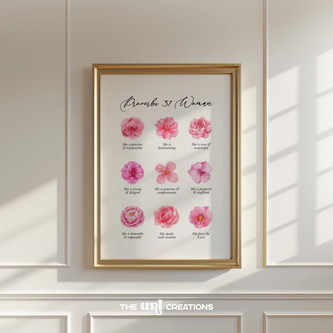 Proverbs 31 Christian Wall Art, Pink Floral Bible Verse Wall Art, Godly ...