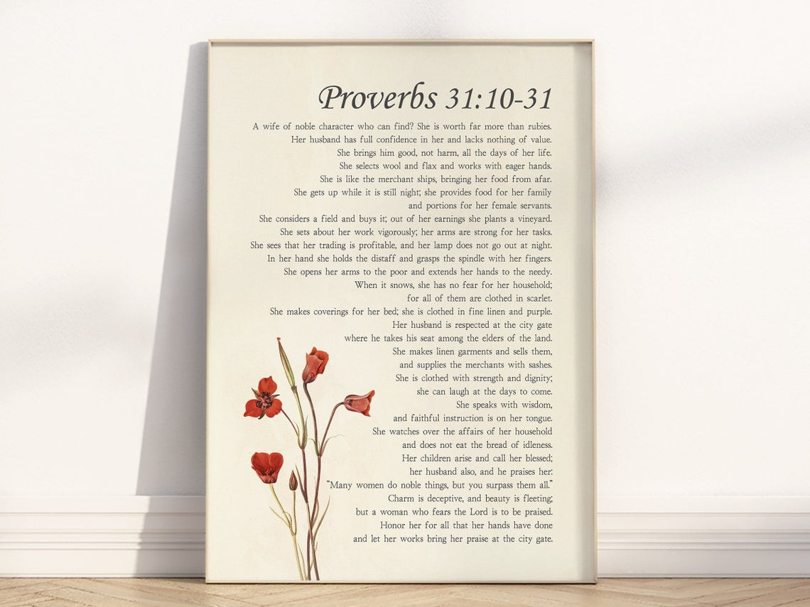 Proverbs 31 Virtuous Woman Chrisitan Bible Verse Wall Art, Proverbs 31: ...
