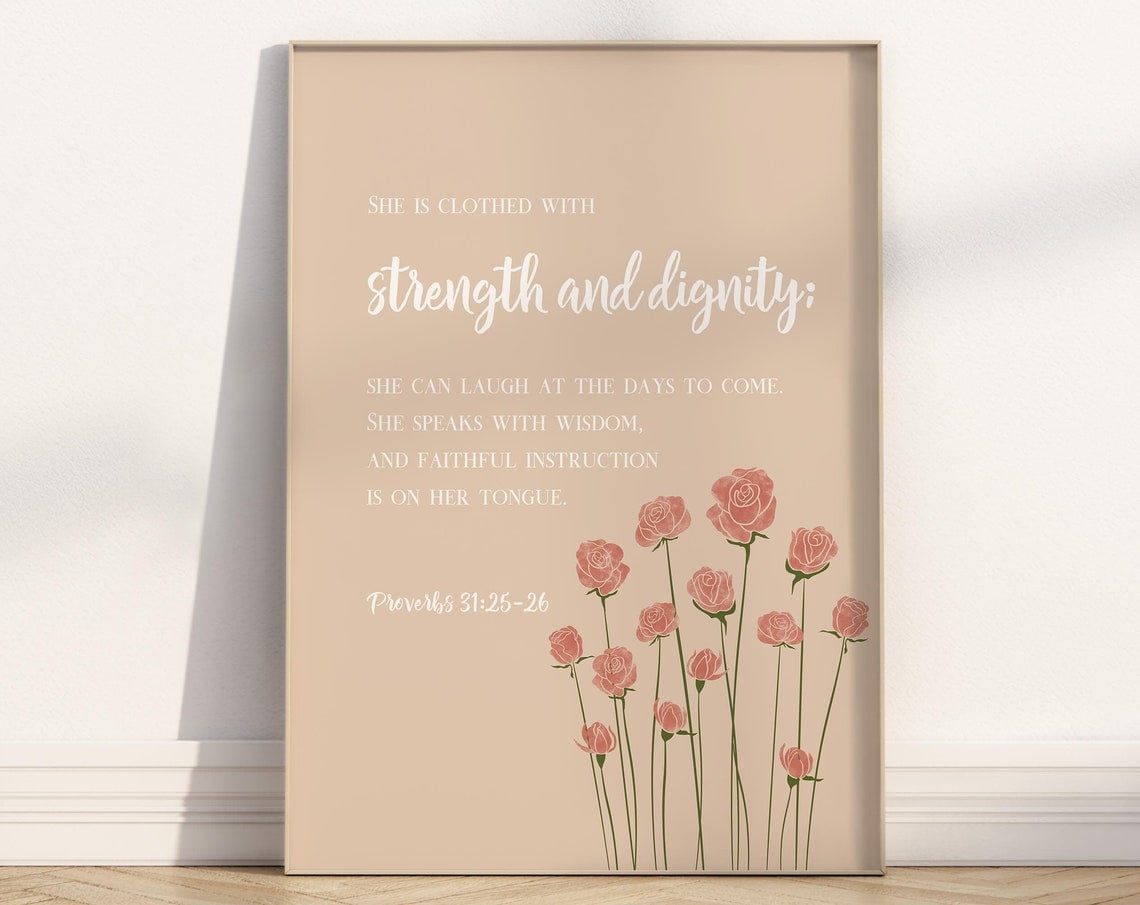 Proverbs 31 Woman Bible Verse Wall Art, Proverbs 31: 25-26 Virtuous ...