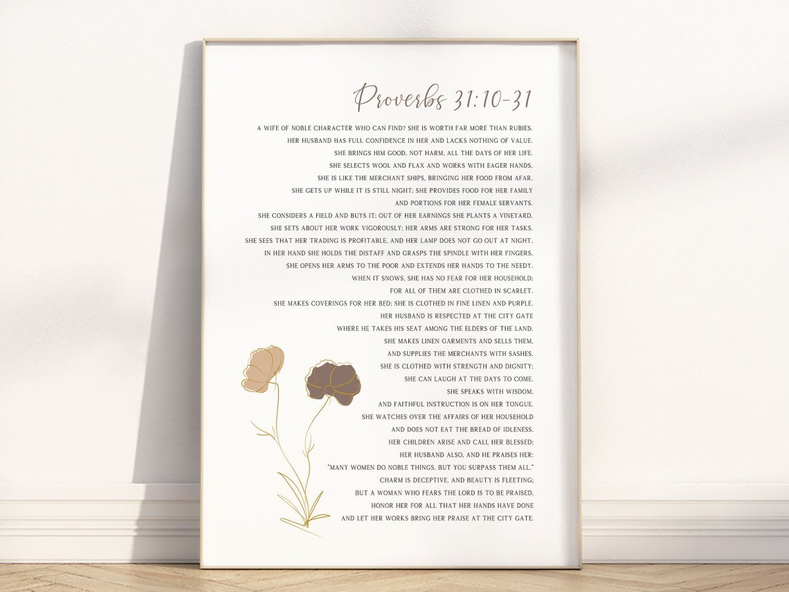 Proverbs 31 Woman Modern Christian Boho Wall Art Print, Proverbs 31:10 ...