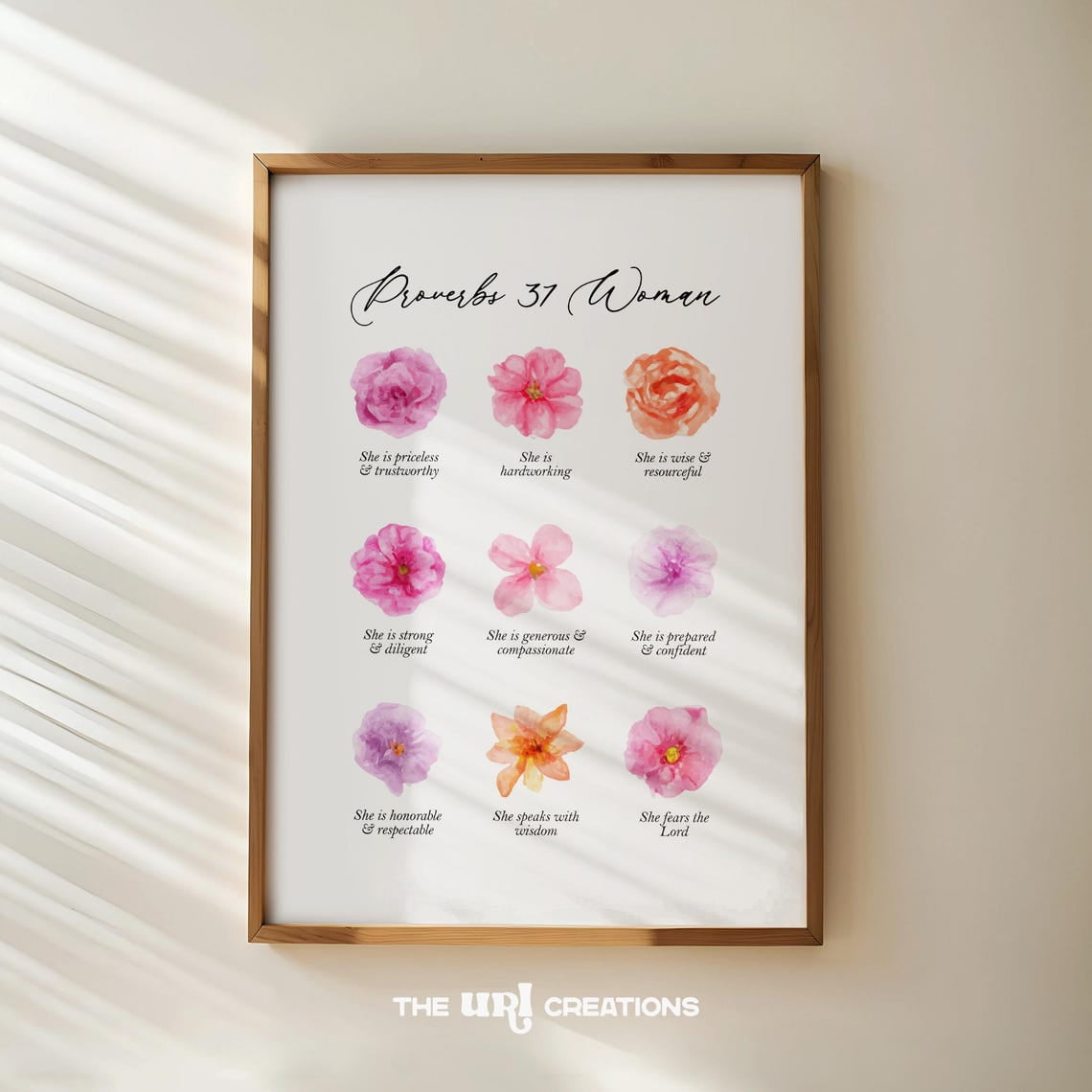 Proverbs 31 Woman Print, Floral Christian Wall Art, Bible Verse Poser ...