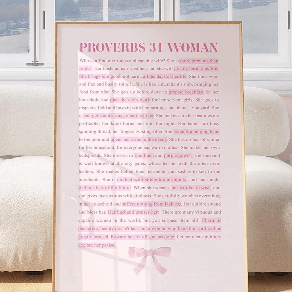 Proverbs 31 Woman Wall Art Pink Christian Wall Art Bible Verse Wall Art ...
