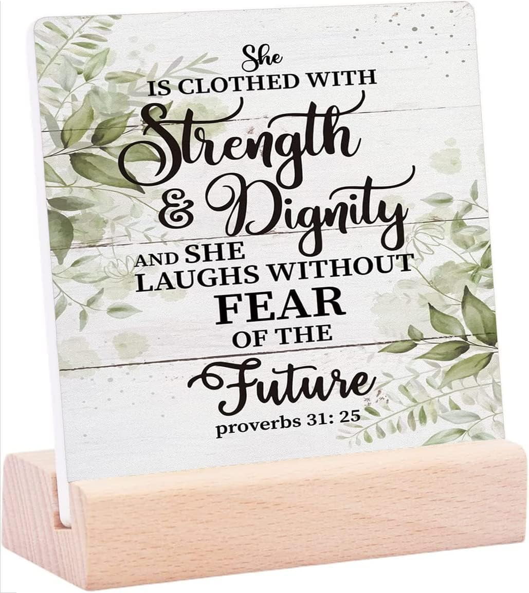 Proverbs 3125 Inspirational Quote Decor, She is Clothed with Strength ...