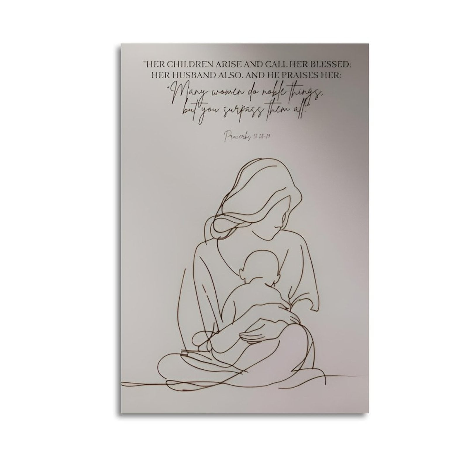 Proverbs 3128-29 Printable Minimalist Line Art Mother & Baby Christian ...
