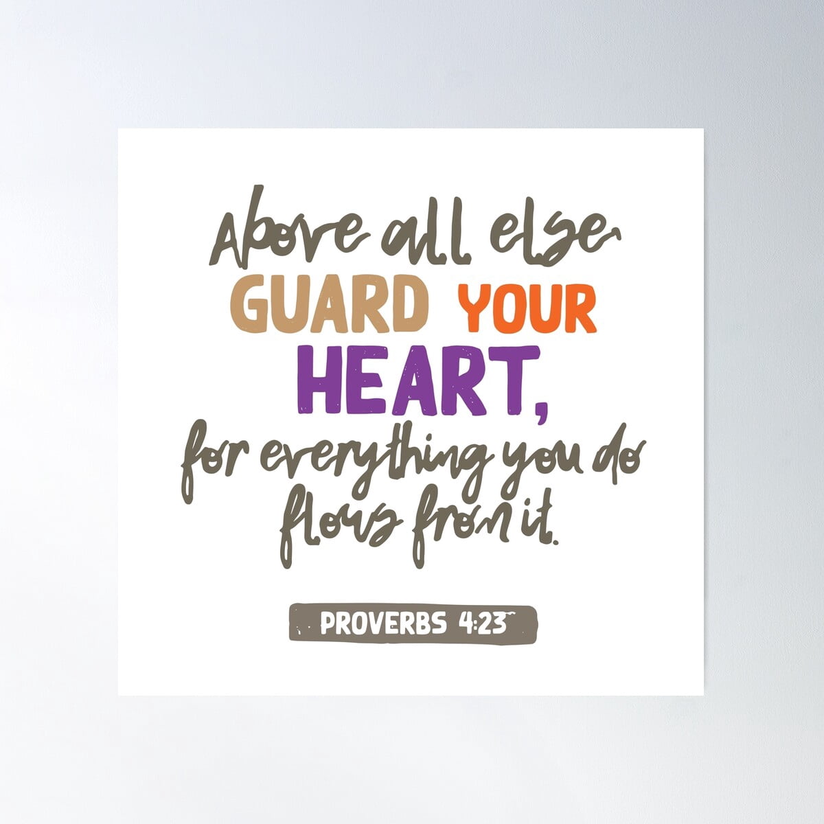 Proverbs 4 23 Guard Your Heart New Colours 3 Poster Wall Art, Modern ...