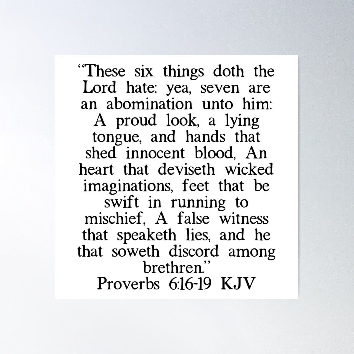 Proverbs 6:16-19 Kjv Poster Wall Art, Modern Wall Decor For Living Room ...