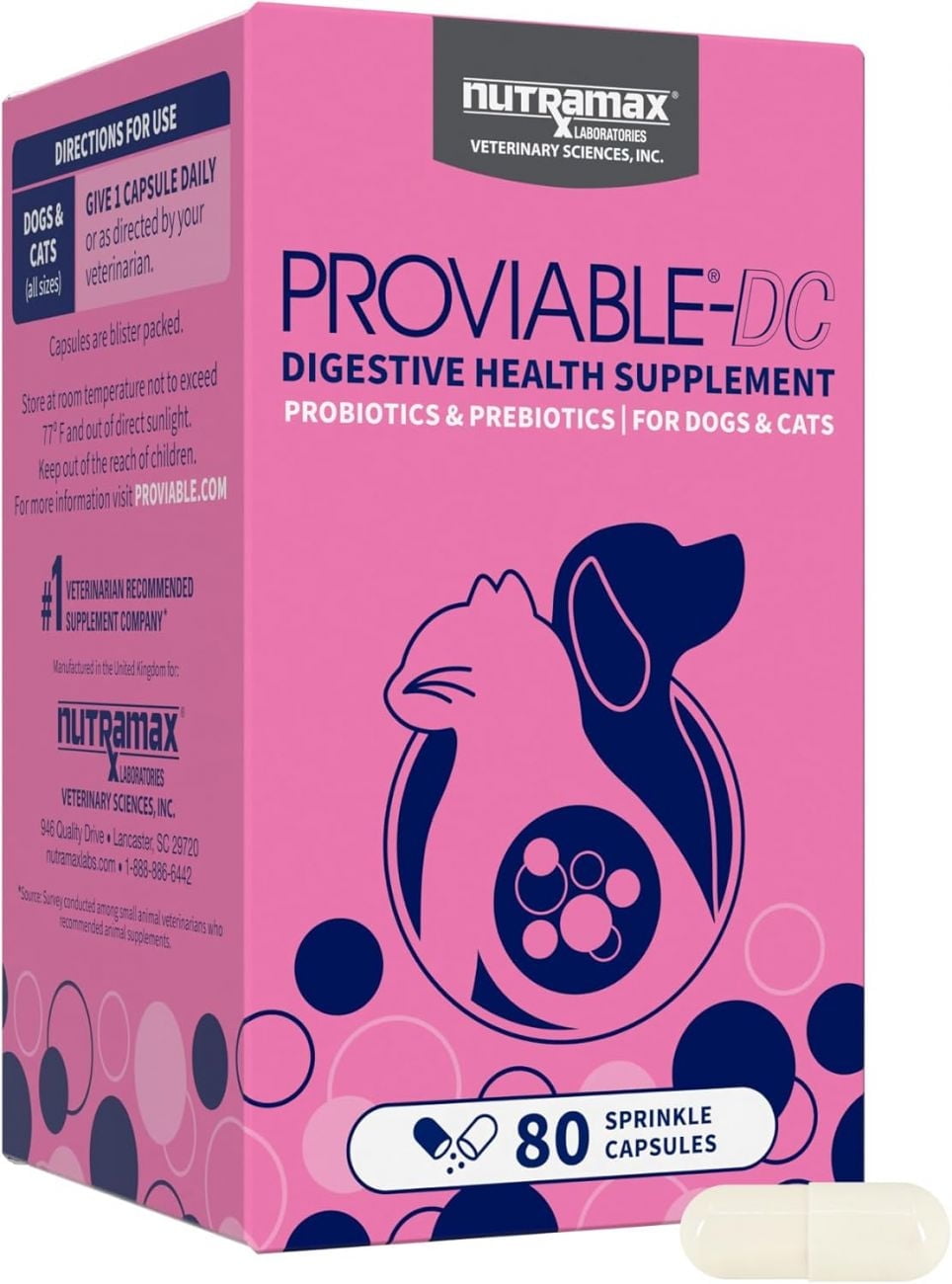 Proviable Probiotic Supplement for Small Cats & Dogs, Digestive Health ...