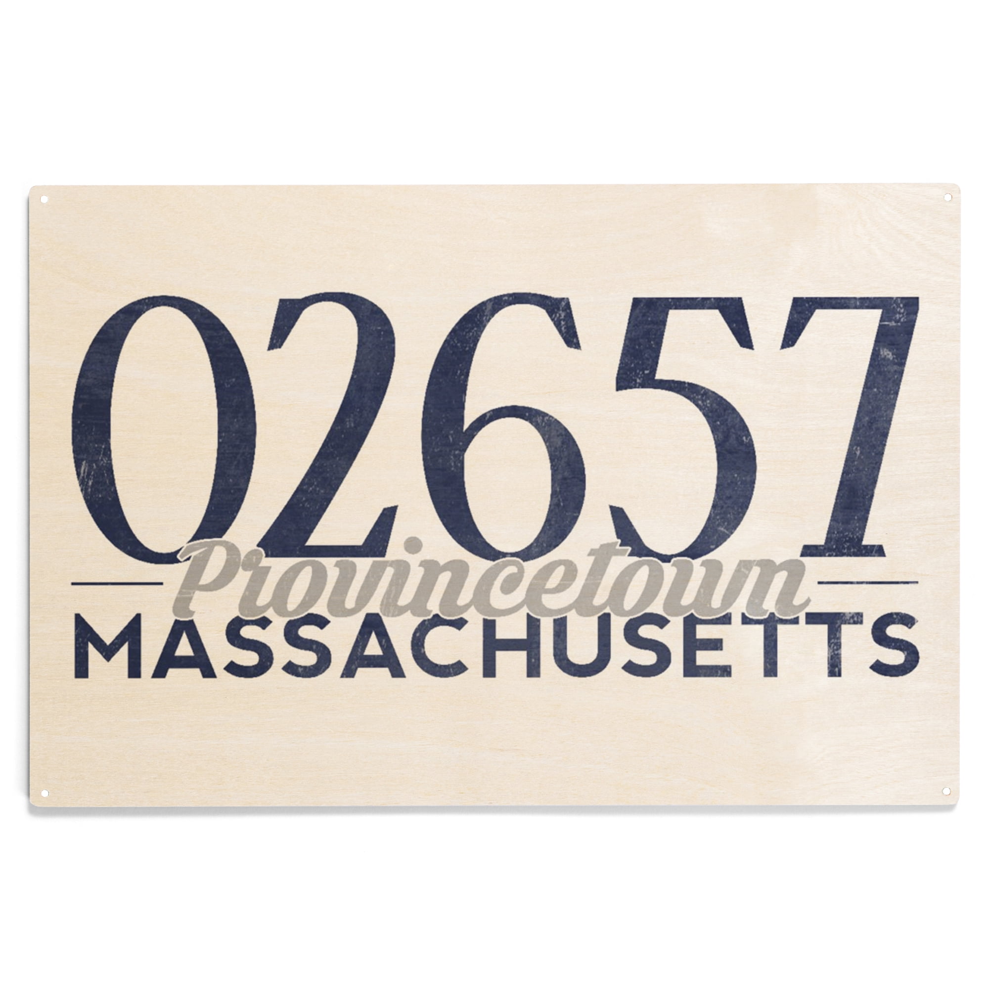 Provincetown, Massachusetts, Local Zip Code Birch Wood Wall Sign (10x15 ...