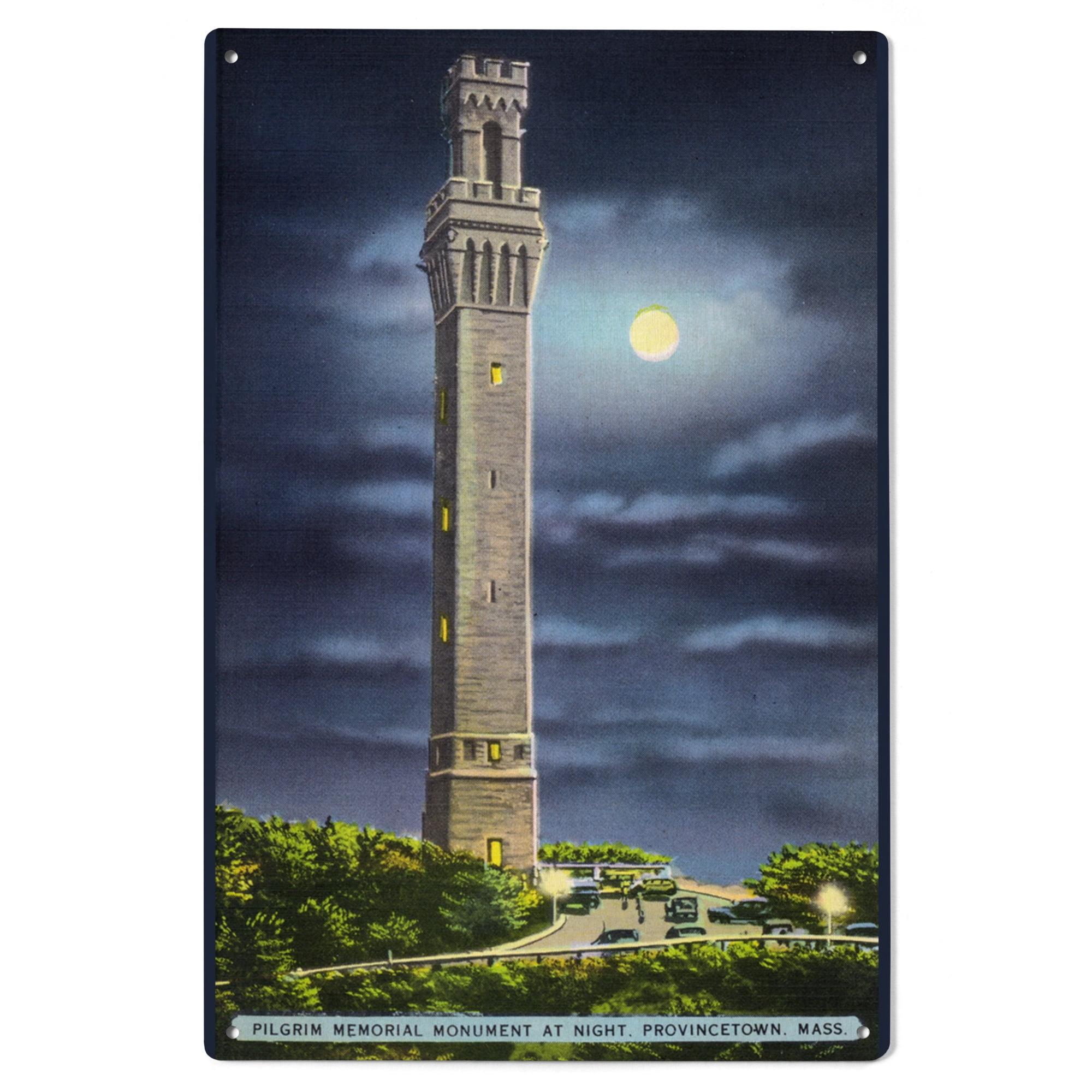 Provincetown, Massachusetts, View of Pilgrim Memorial at Night Birch ...