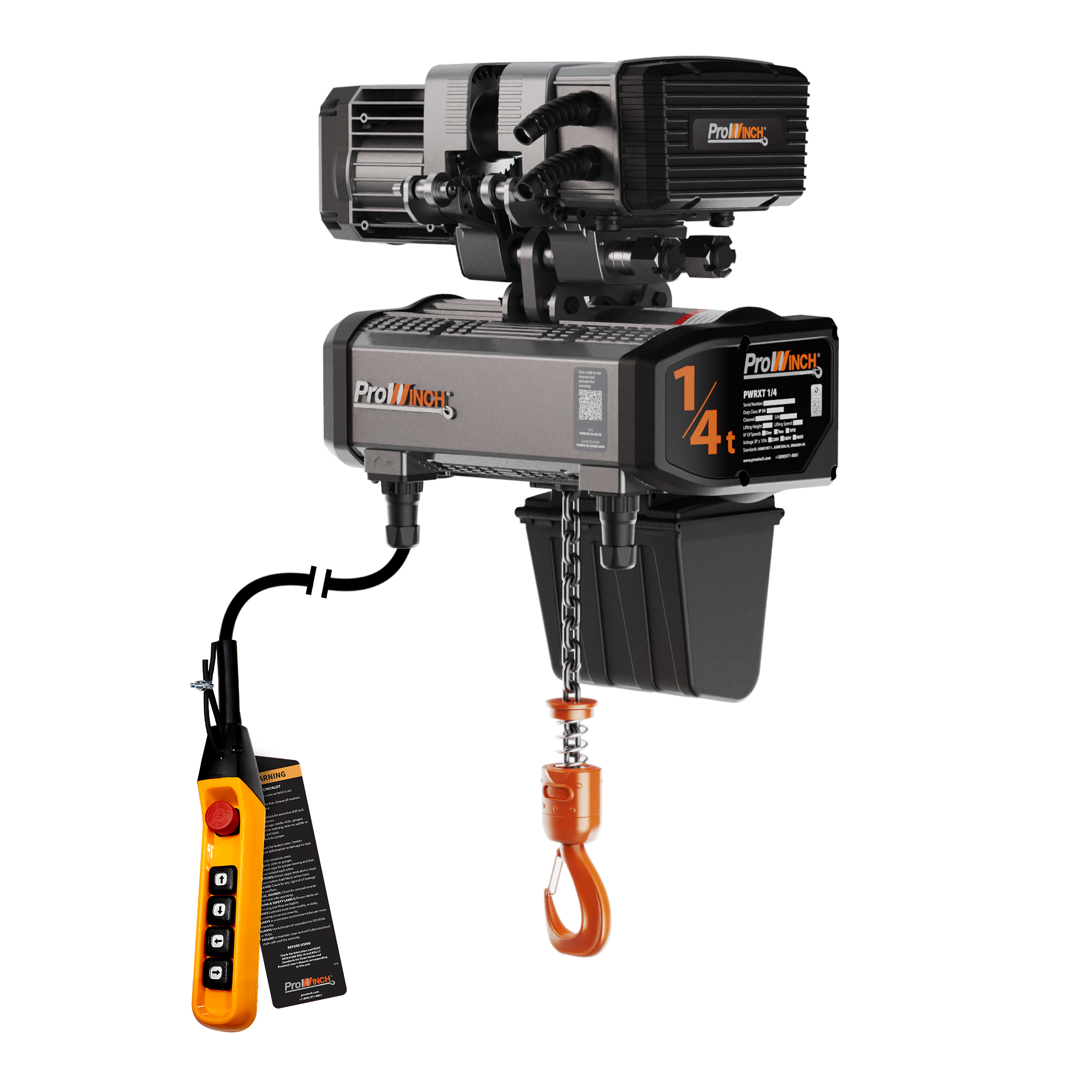 Prowinch 1/4 Ton Electric Chain Hoist with Power Trolley, Featuring 1 ...