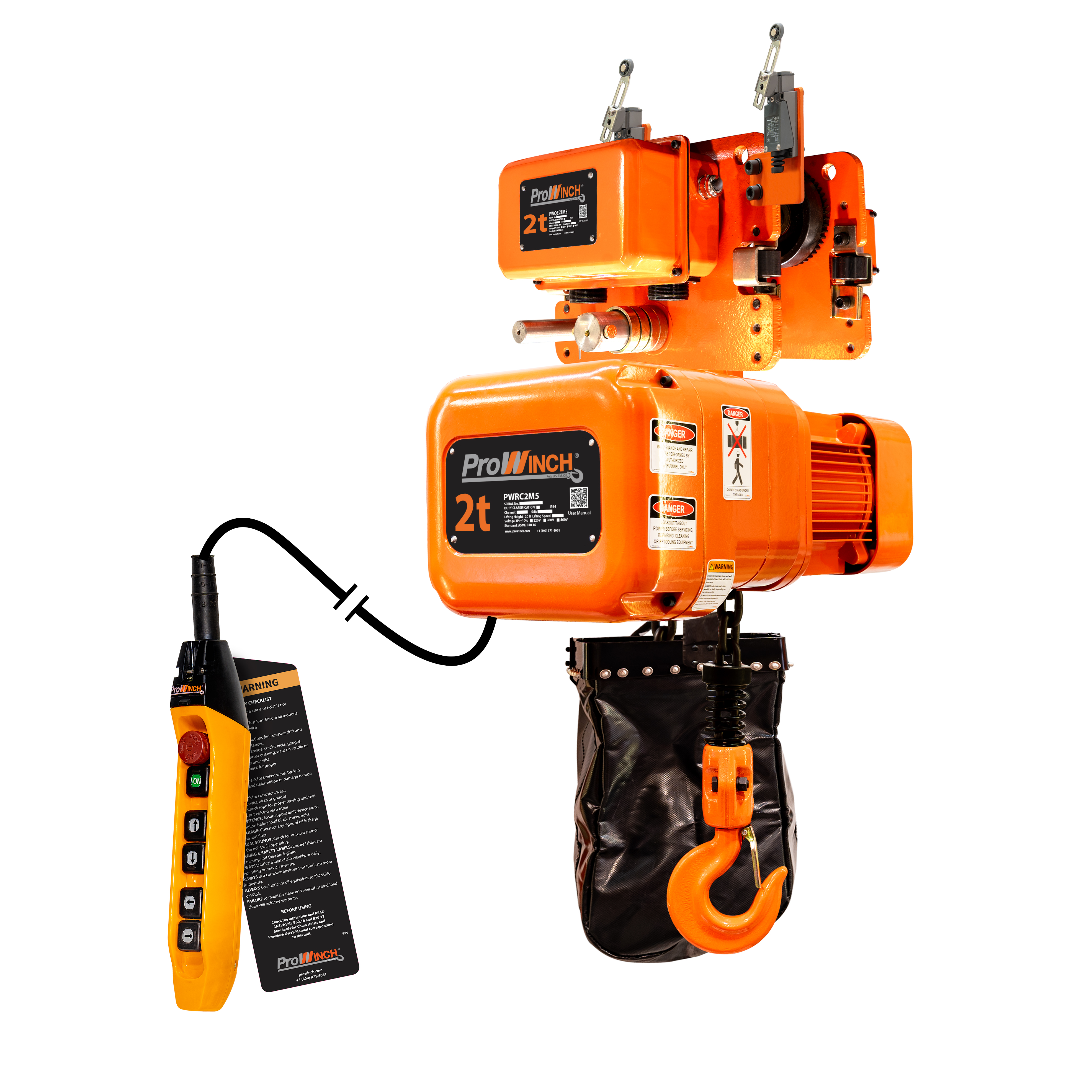 Prowinch PWRC2M5 2 Ton Electric Chain Hoist Power Trolley, 20 ft. Steel ...