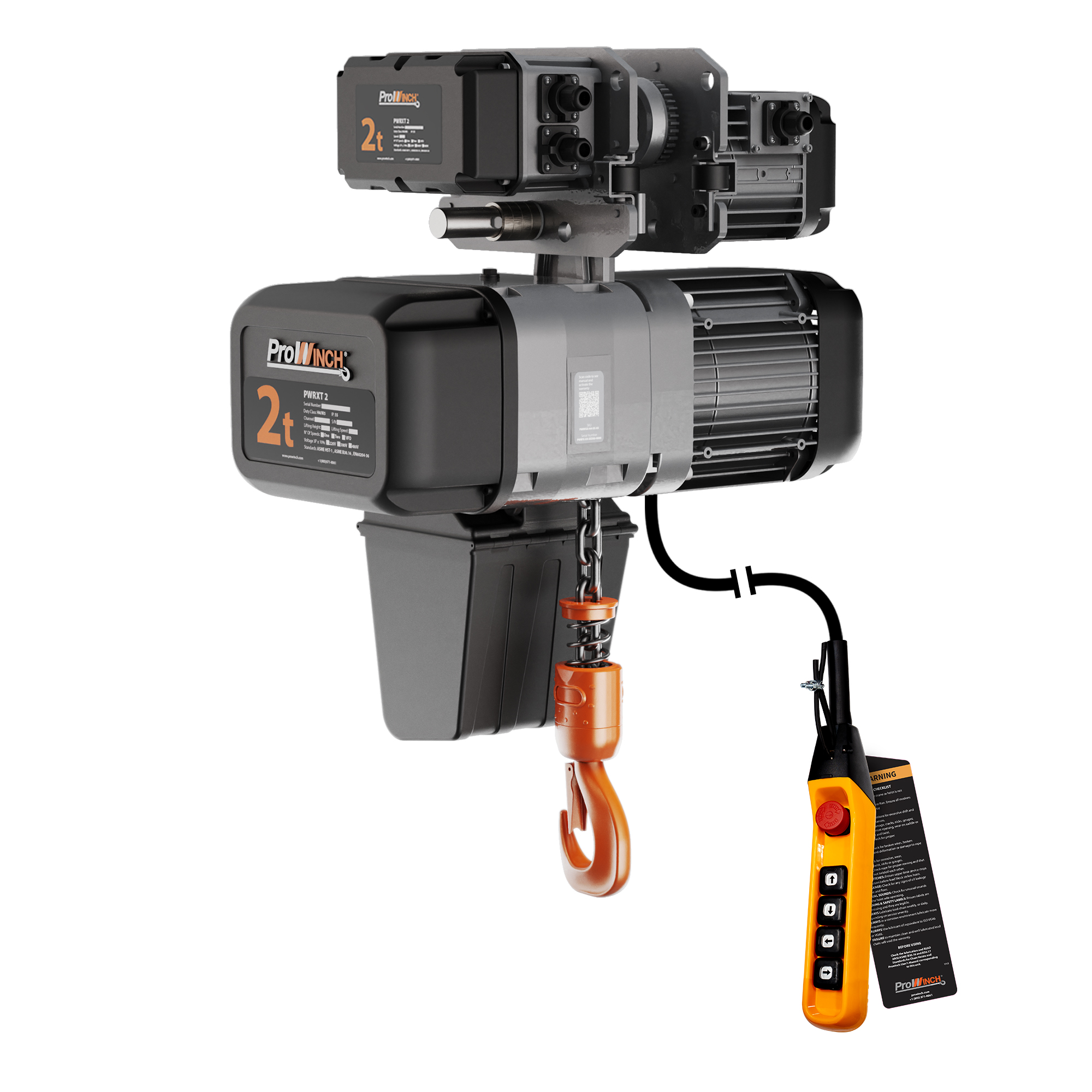 Prowinch 2 Ton Electric Chain Hoist with Power Trolley, Single Speed ...