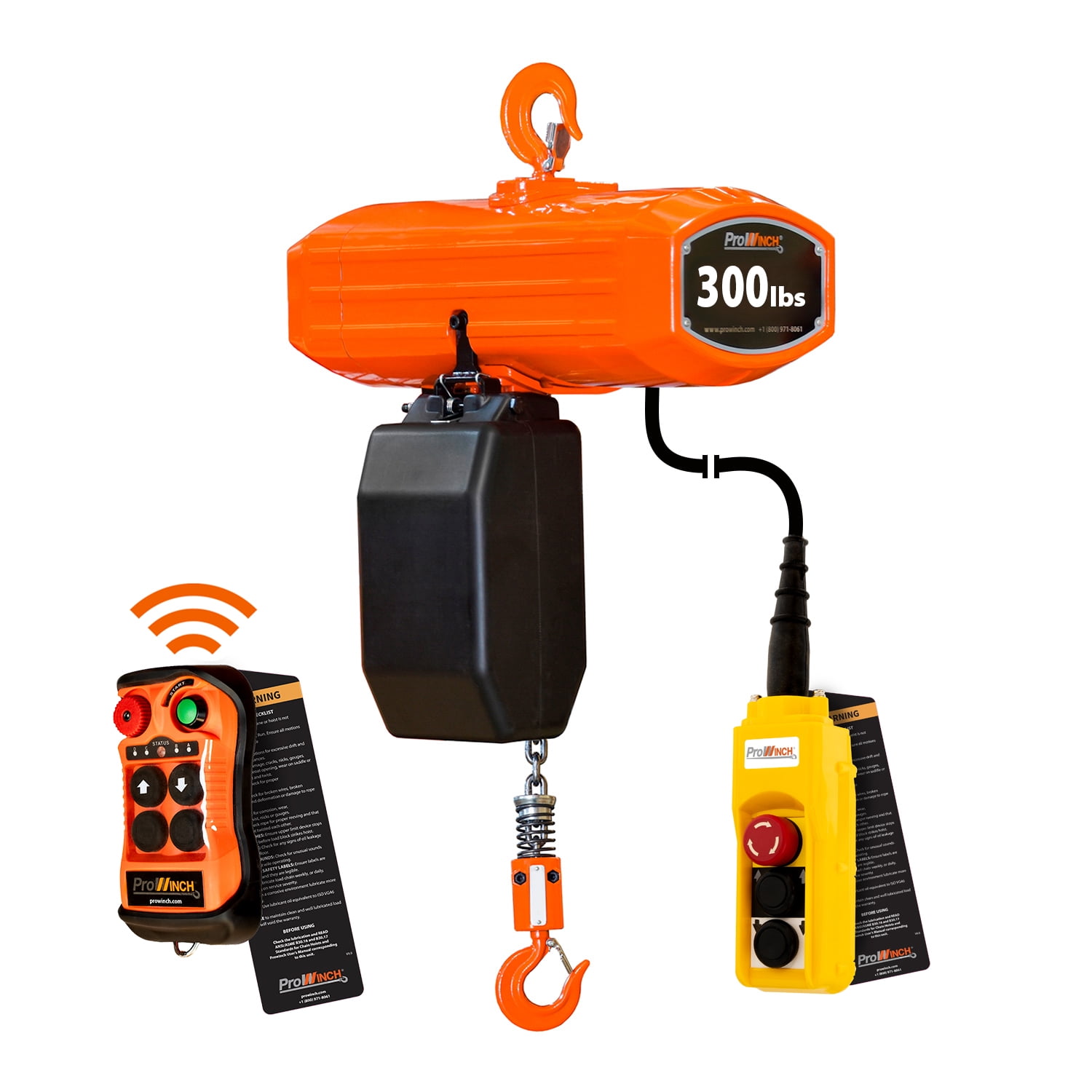 Prowinch 300lb Electric Chain Hoist 20ft G100 Chain M4/H3 220~240/380 ...