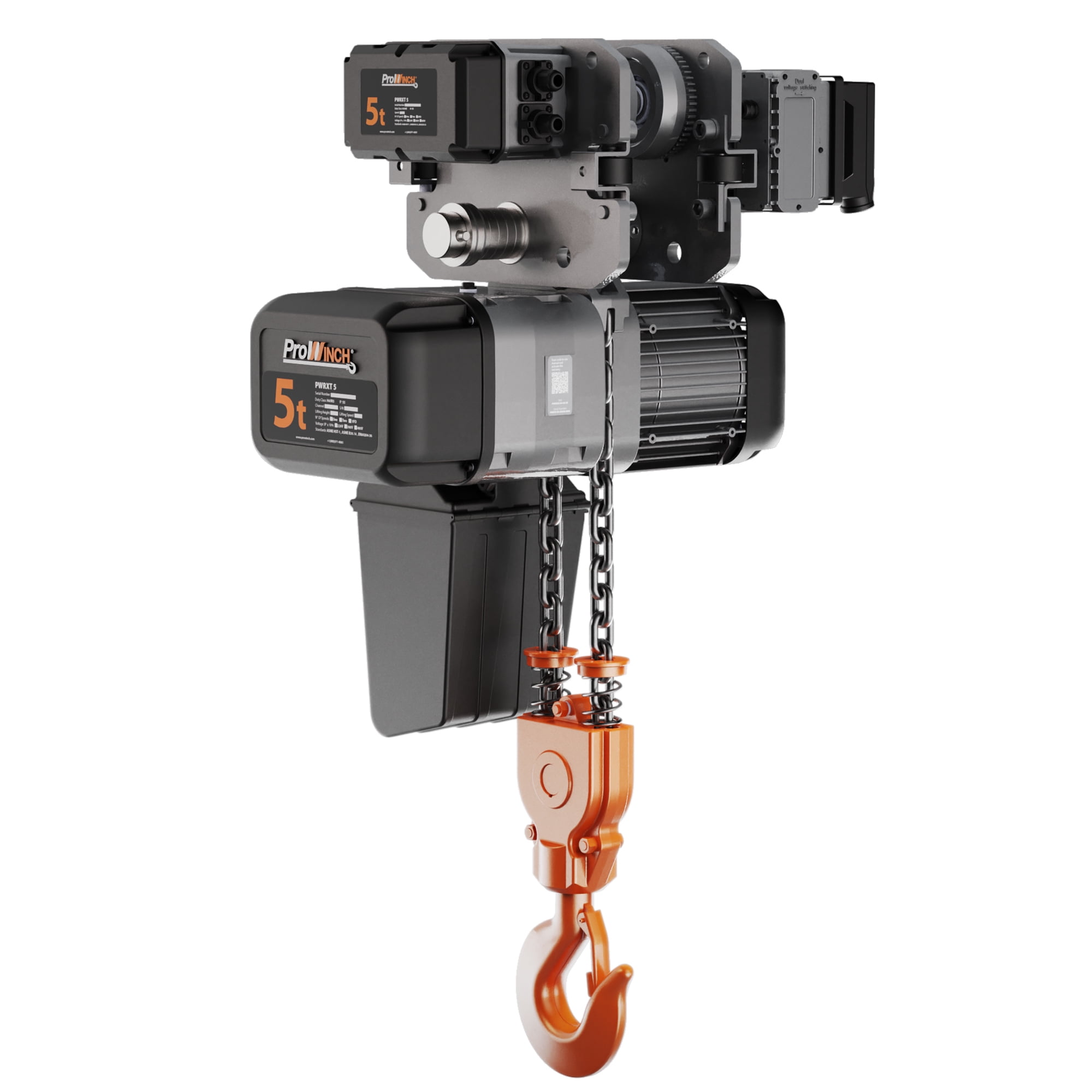 Prowinch 5 Ton Electric Chain Hoist with Power Trolley, Single Speed ...