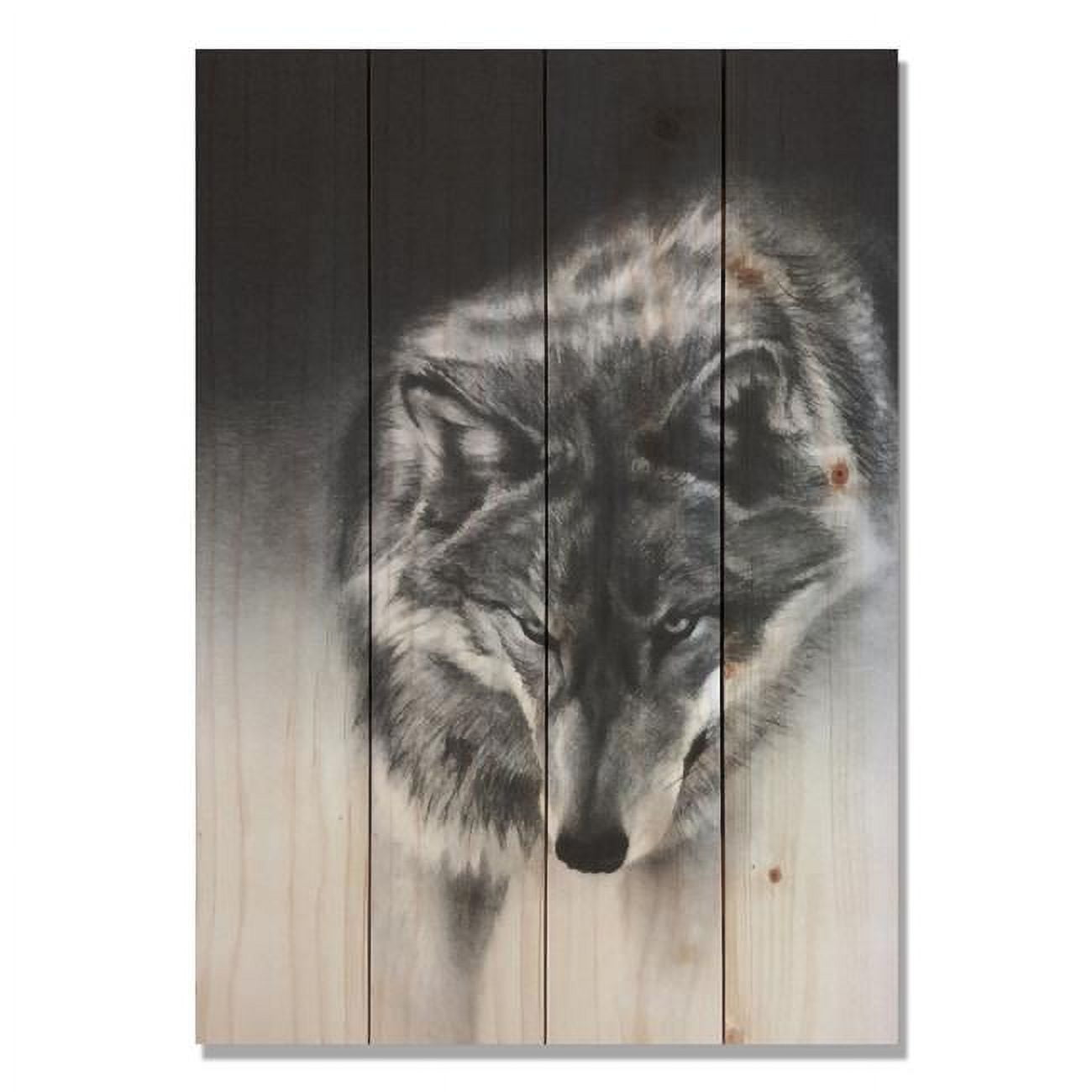 Prowling Wolf Charcoal Wood Art Print - Walmart.com