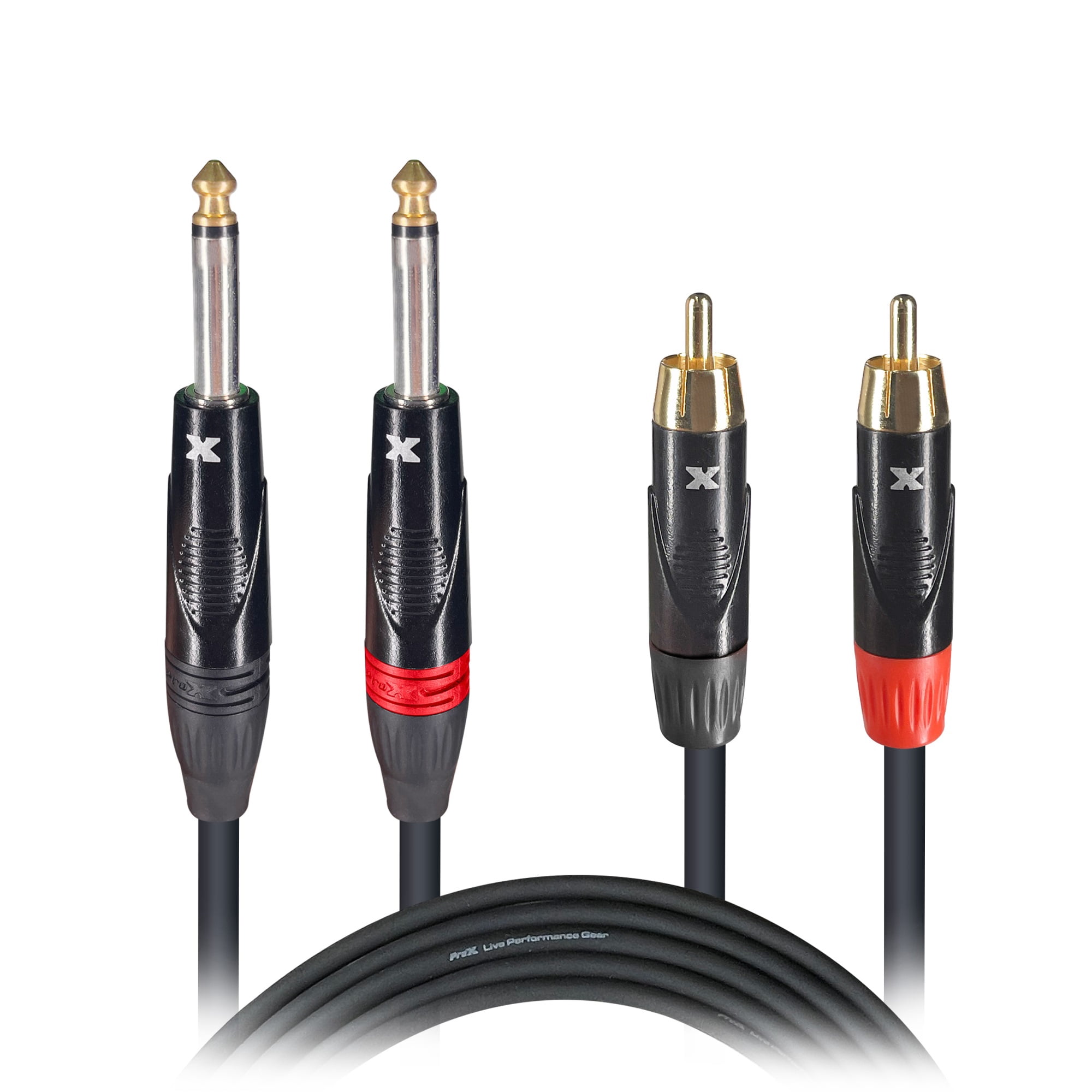 Prox XC-DPR10 Unbalanced Dual 1/4" TS-M to Dual RCA-M High Performance ...