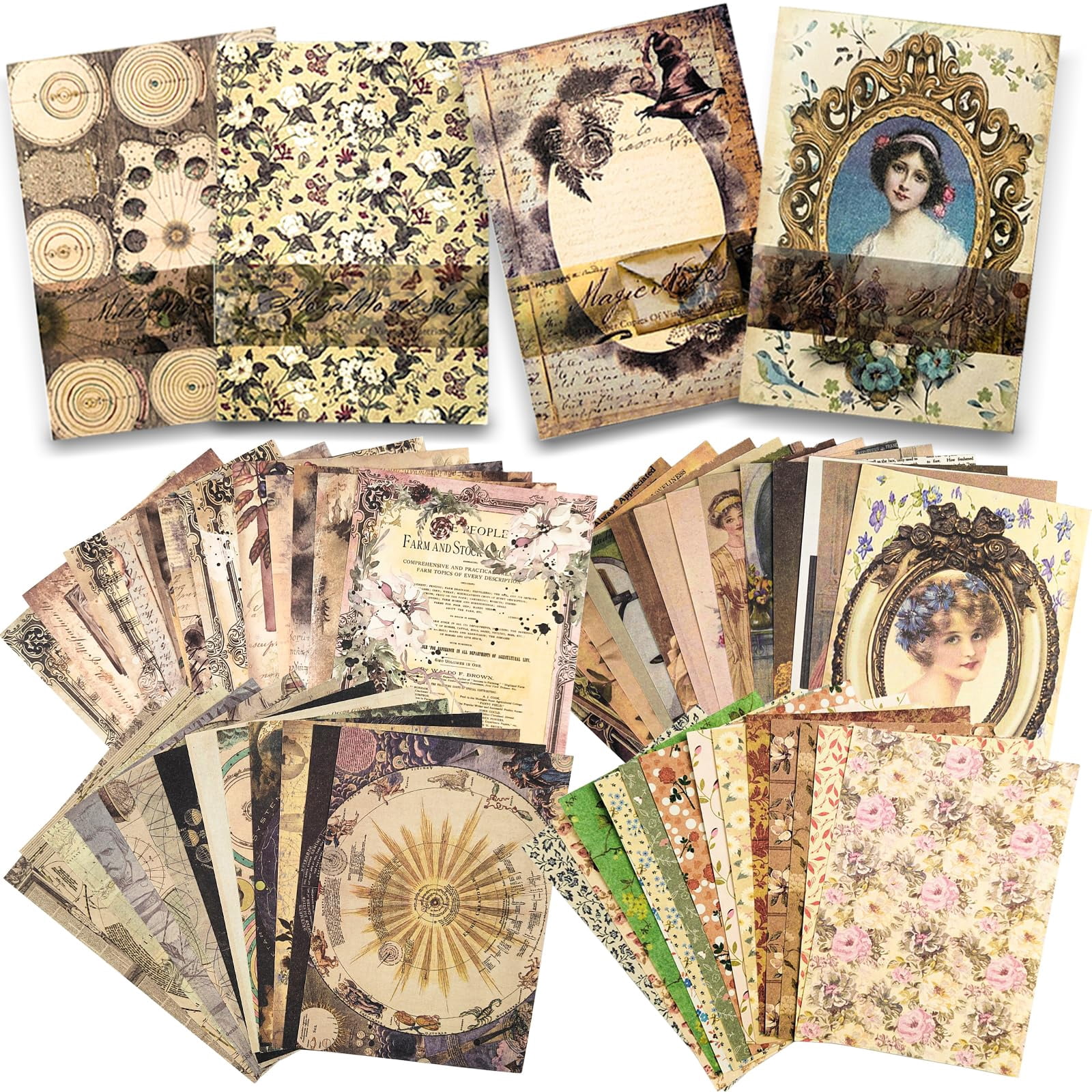 Prstincol 400 Sheets Scrapbook Paper,Vintage Scrapbooking Supplies ...