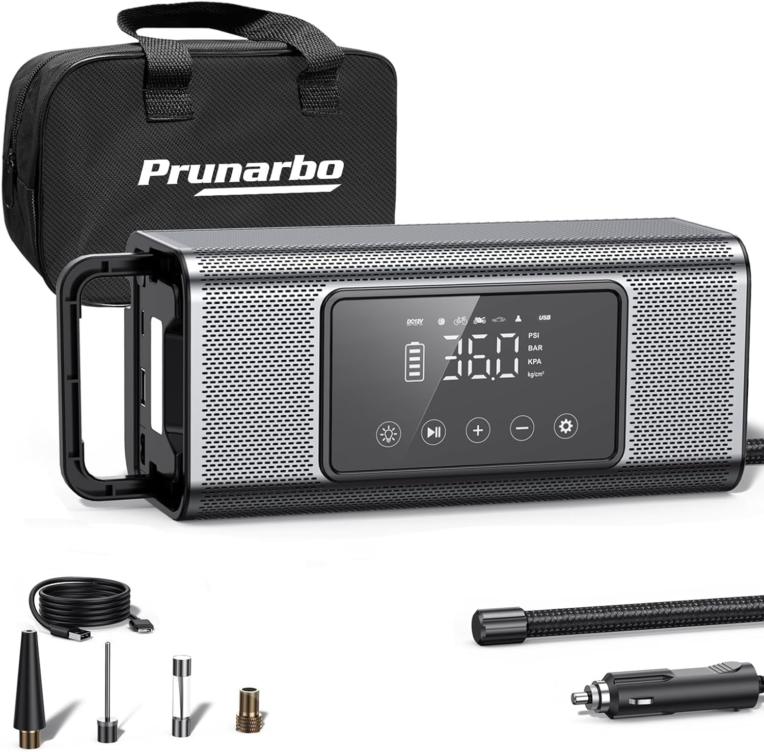 Prunarbo Tire Inflator Portable Air Compressor, 2X Faster Inflation Air ...