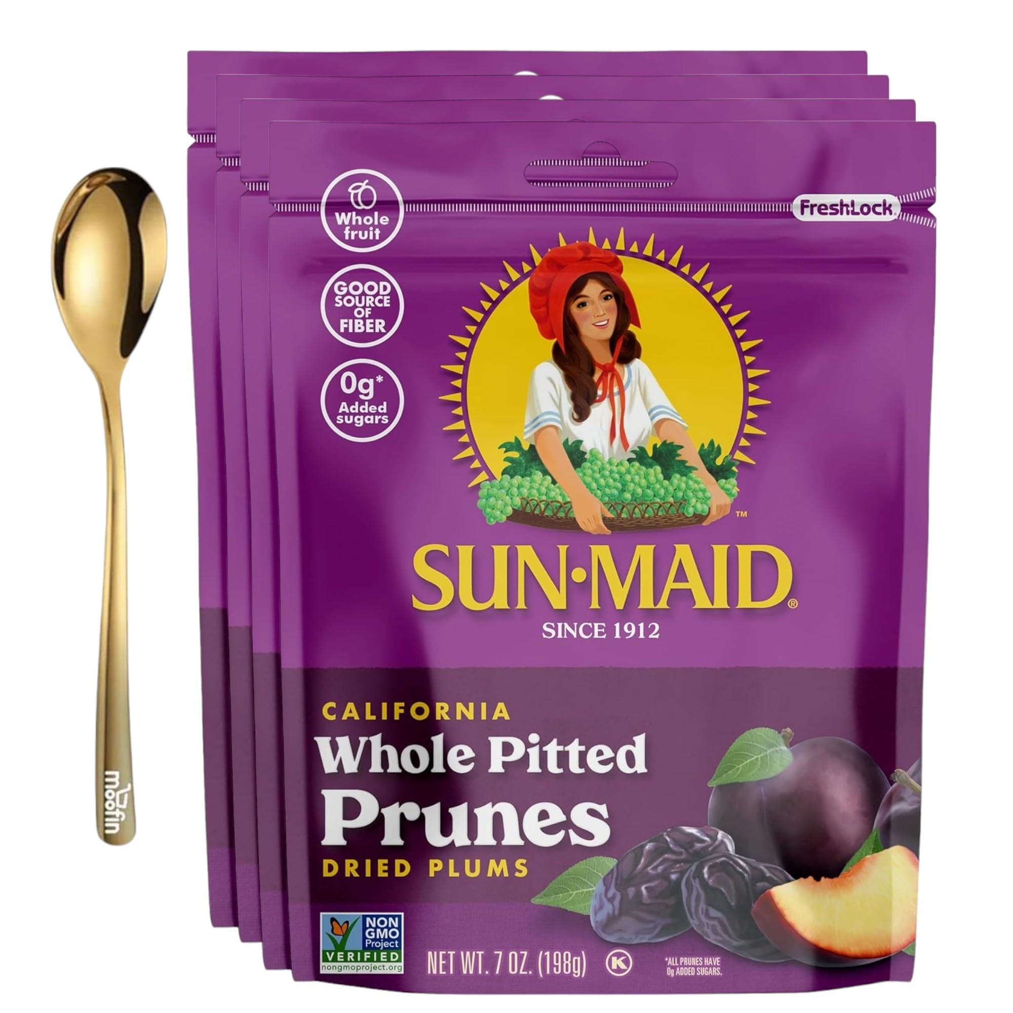 Prunes Pitted,7 Oz, Nutritious AIF4 Dried Prunes with Moofin Golden SS ...