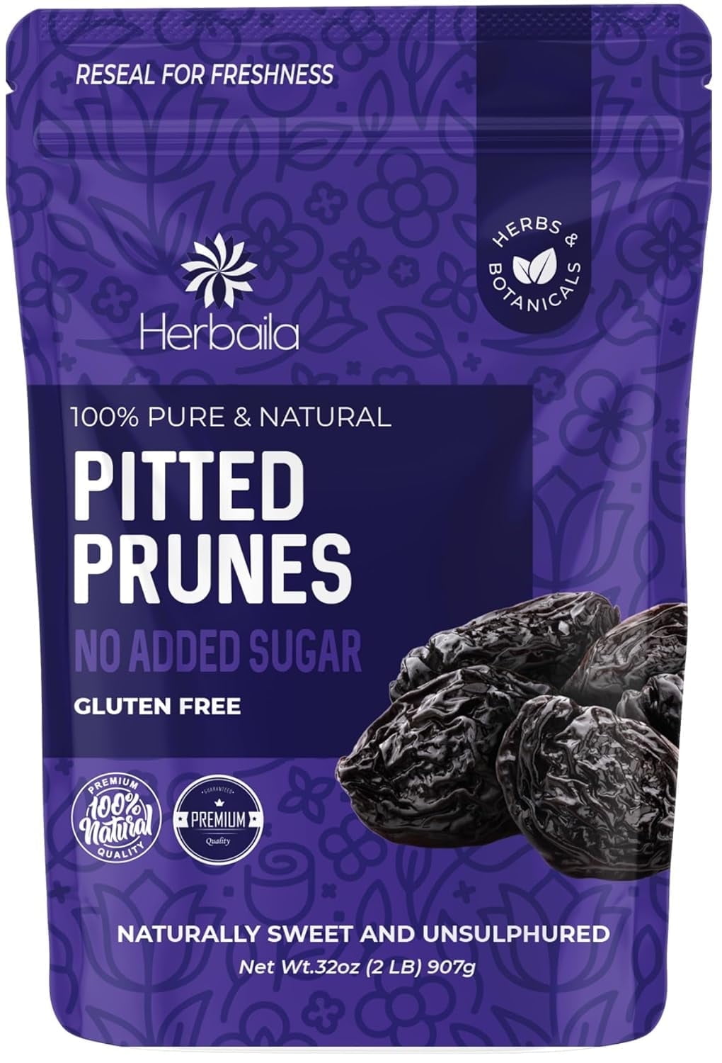 Pitted Prunes 32oz (2LB) – Unsweetened, No Sugar Added, Unsulphured ...