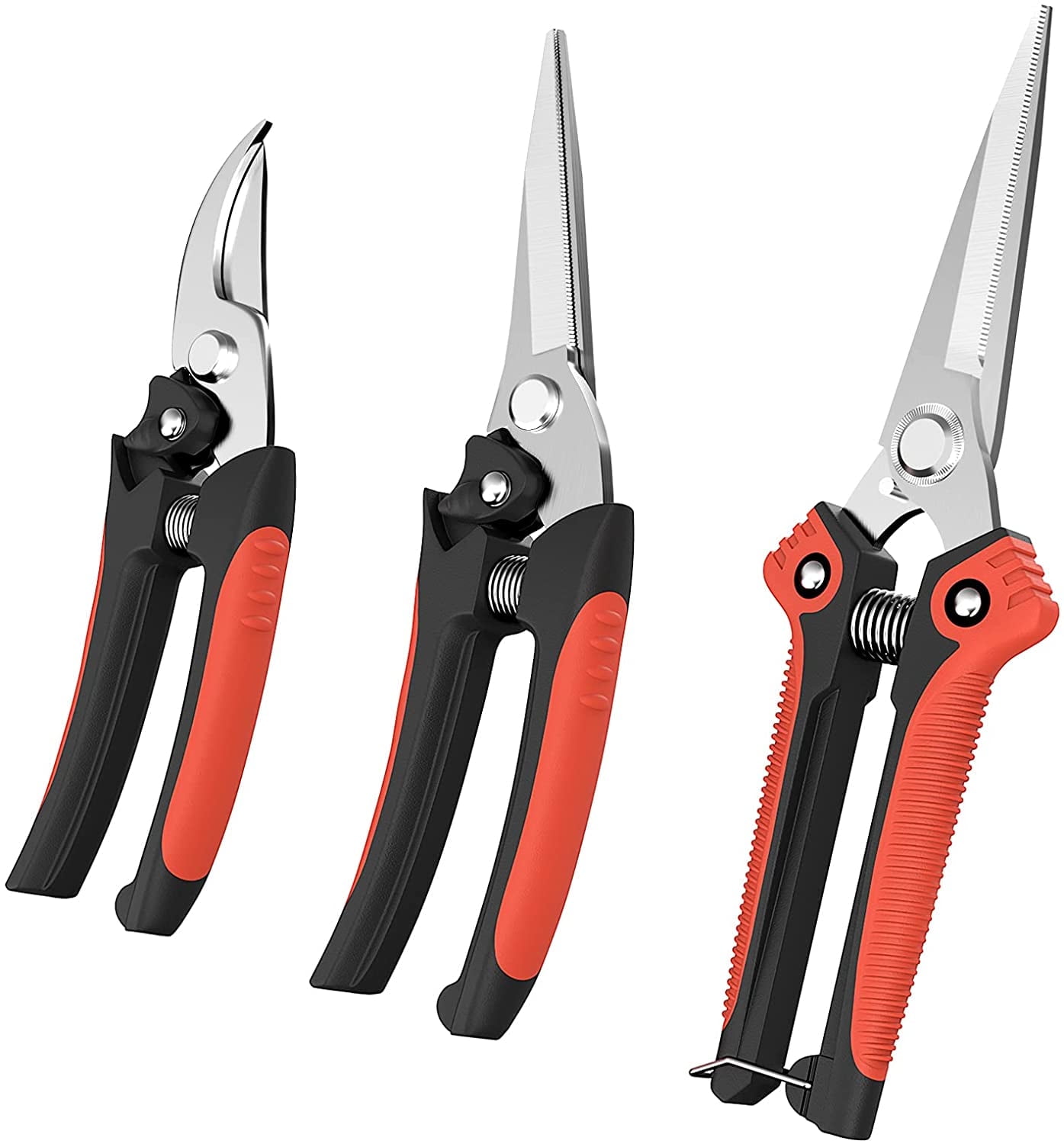 Pruning Shears, 3PCS Gardening Pruning Scissors Set, Heavy Duty ...