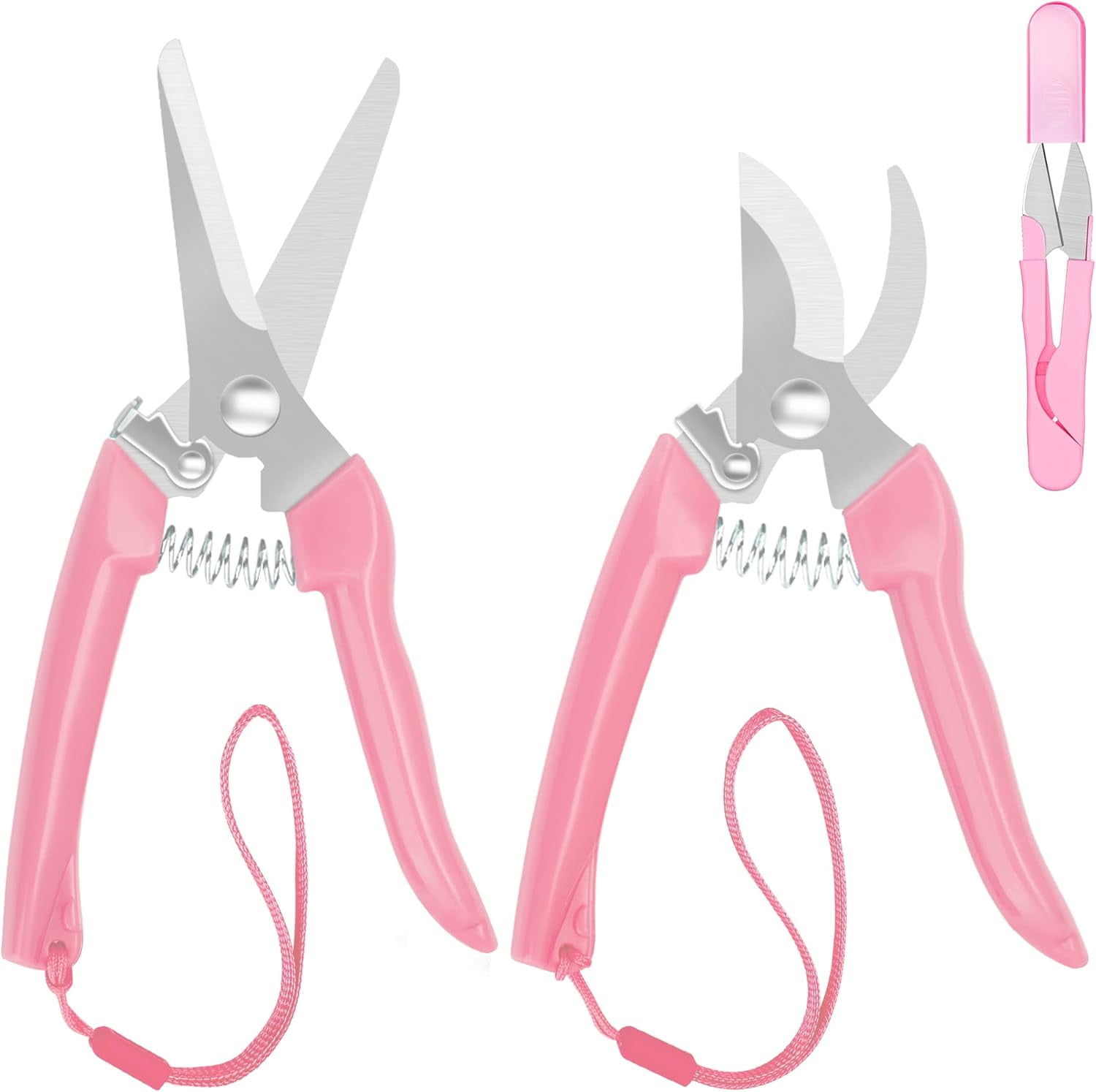 Pruning shears,3Pcs Pink Garden Scissors,Stainless Steel Sharp Blade Gardening Trimming Floral ...
