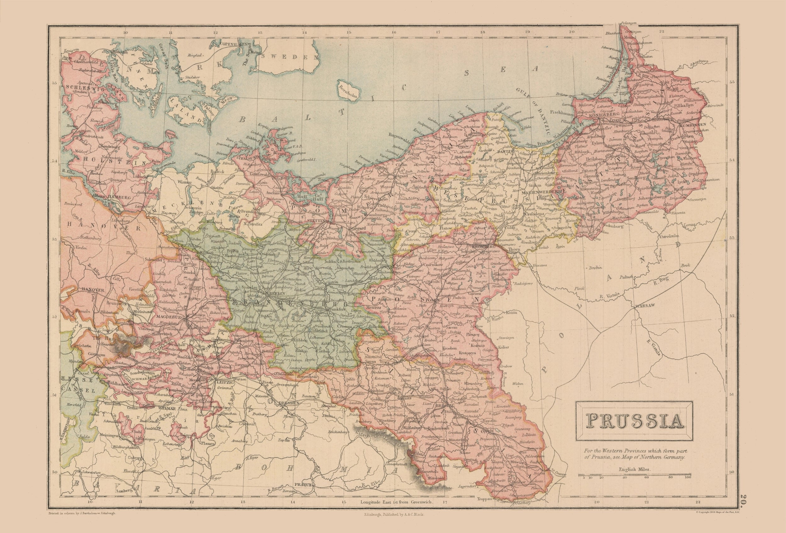 Historic Map - Prussia Germany - Black 1867 - 33.95 x 23 - Vintage Wall ...