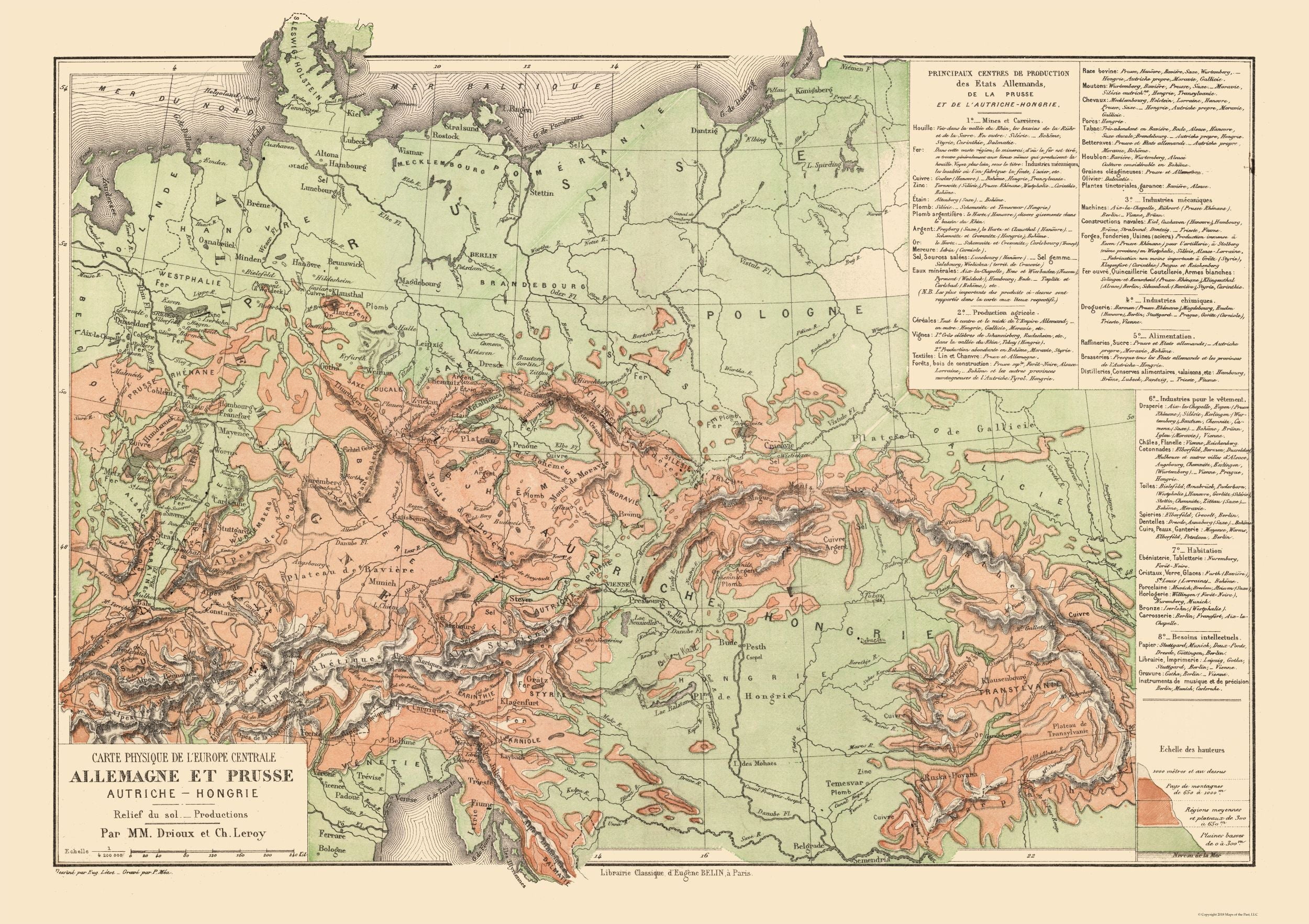 Historic Map - Prussia Germany - Drioux 1882 - 32.59 x 23 - Vintage Wall Art - Walmart.com