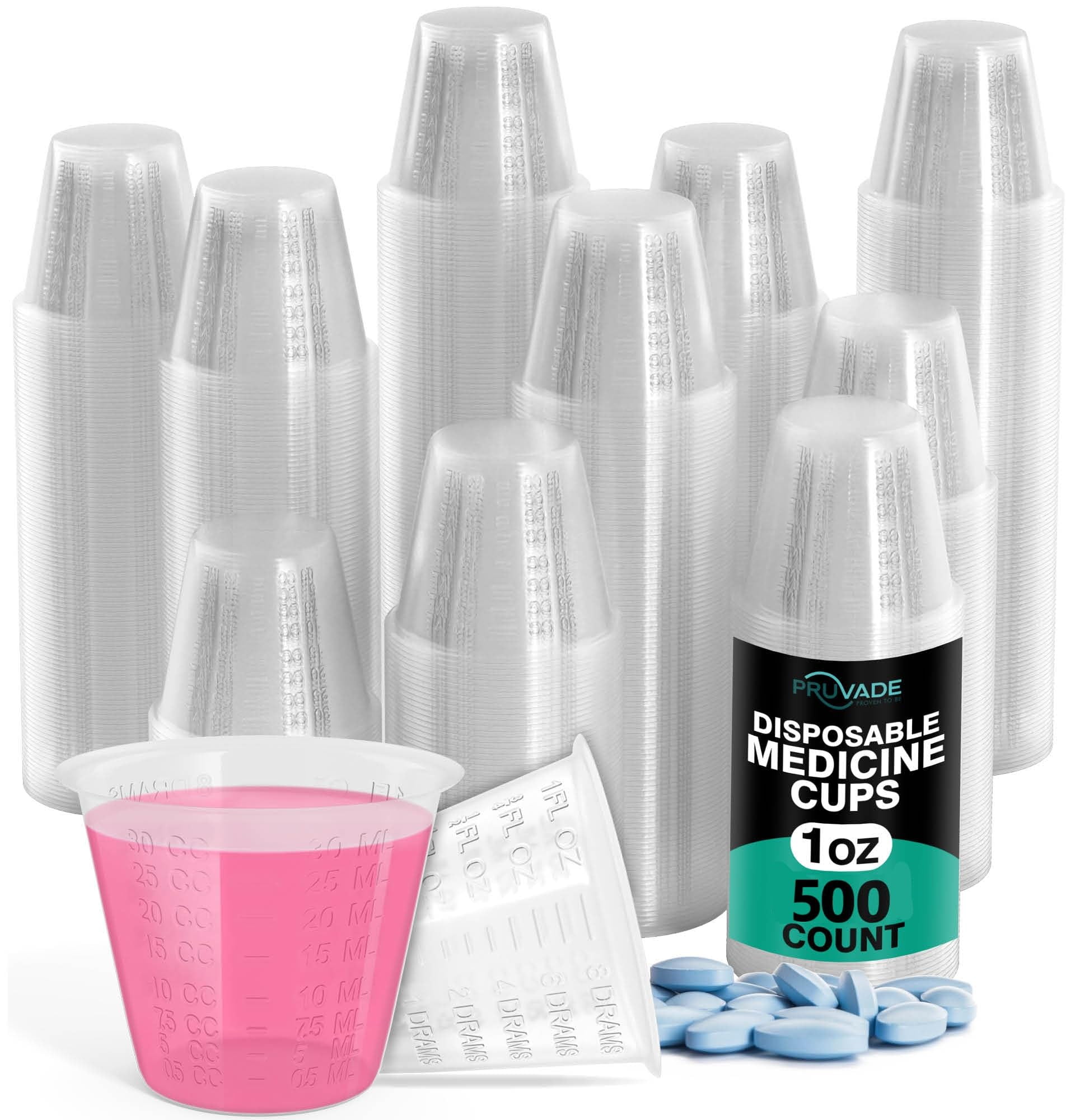 Pruvade 500 Pack 1-oz. Disposable Medicine Cups with Graduated Dosage ...