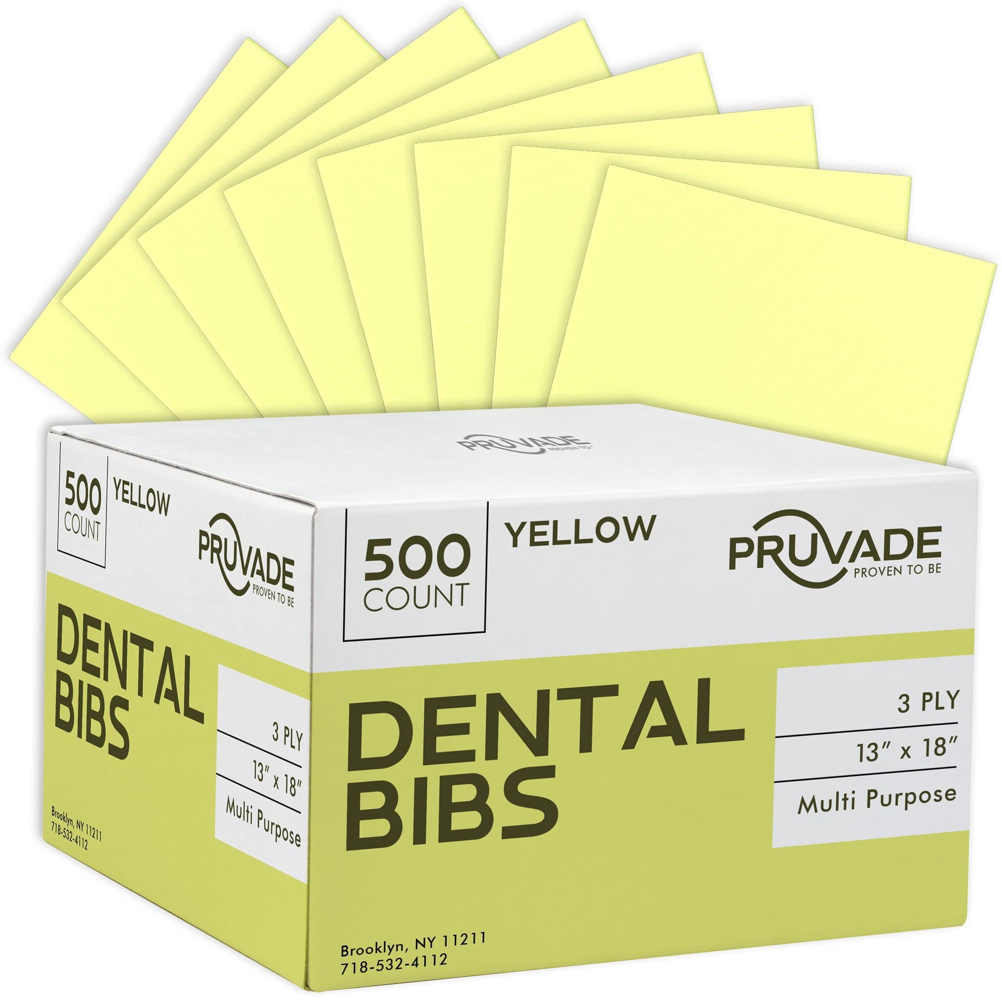Pruvade Dental Bibs - 500 Pack Adult Disposable Bibs for Dentist, Eating, Tattooing - 13" x 18 ...
