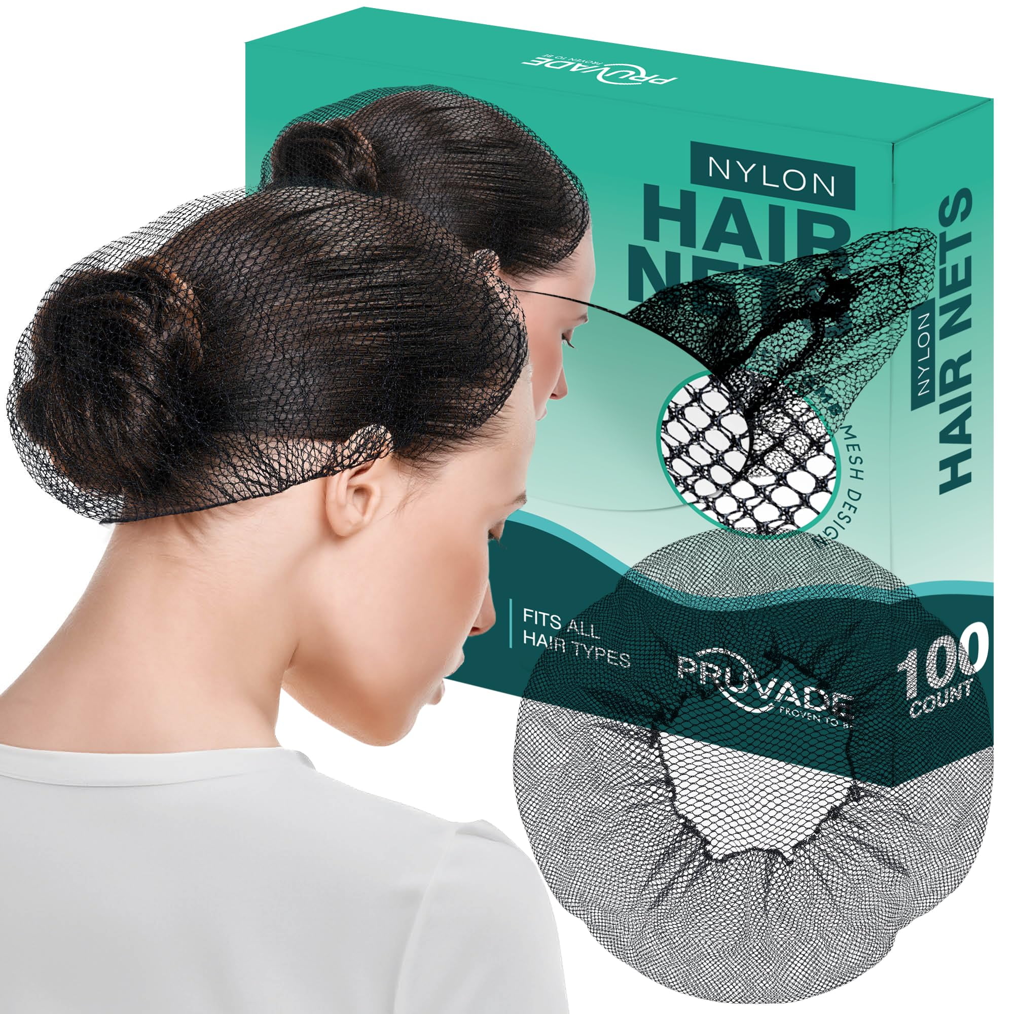 Pruvade - Nylon Hair Nets for Women & Men | 100 Pack | 24" Honeycomb ...