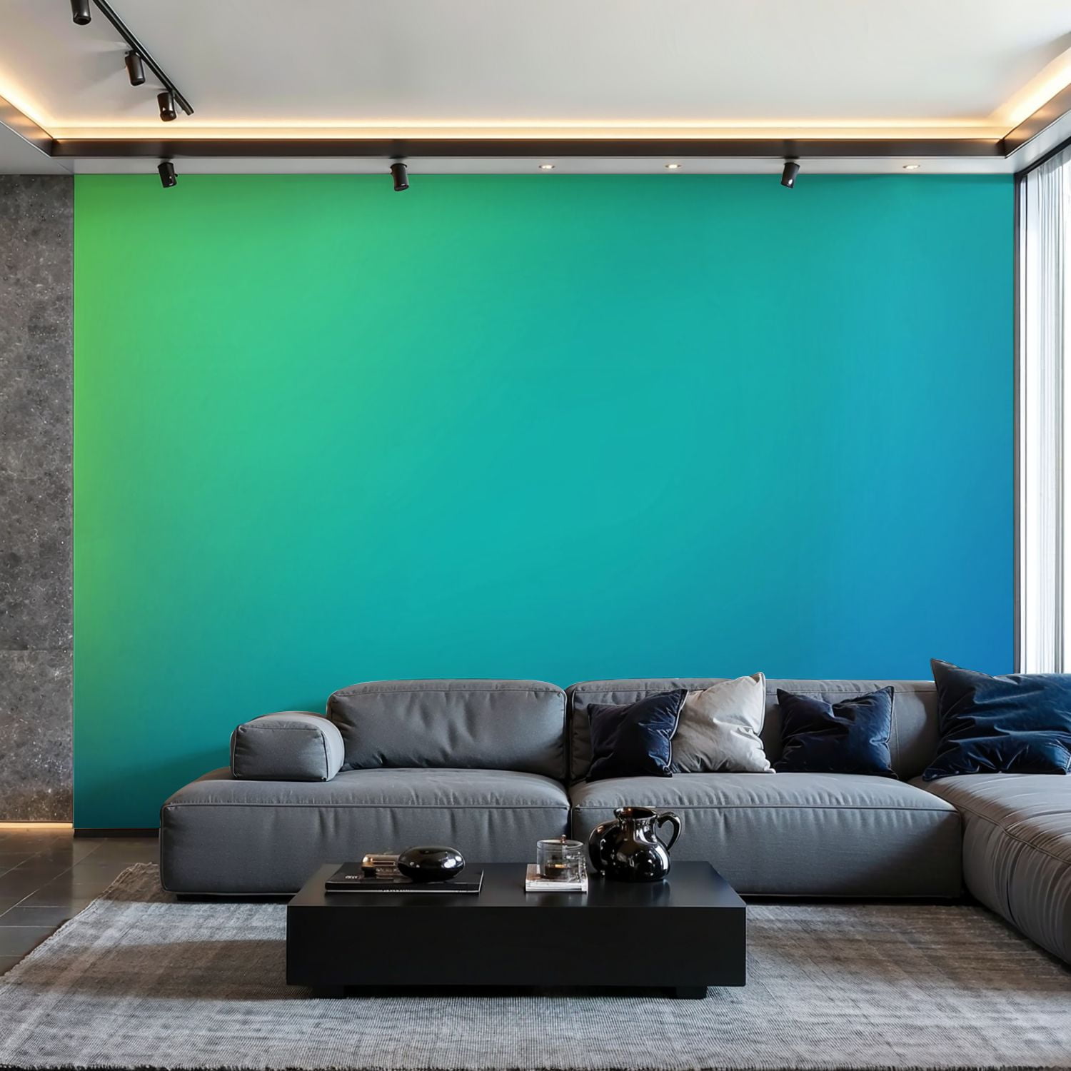 Prxcm Canvas Wall Mural Peel and Stick Large Wallpaper Abstract blue ...